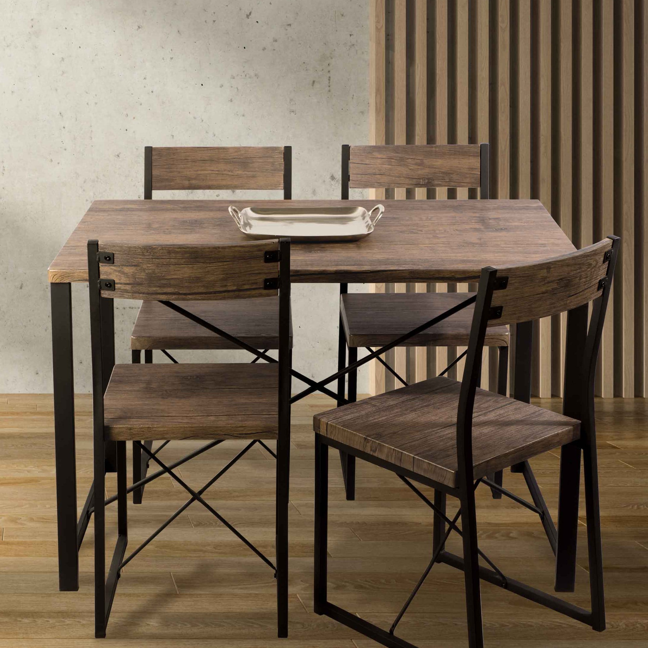Atlantic Urban Blend Dining 5-Piece Set, Modern Steel Frame and Wood ...