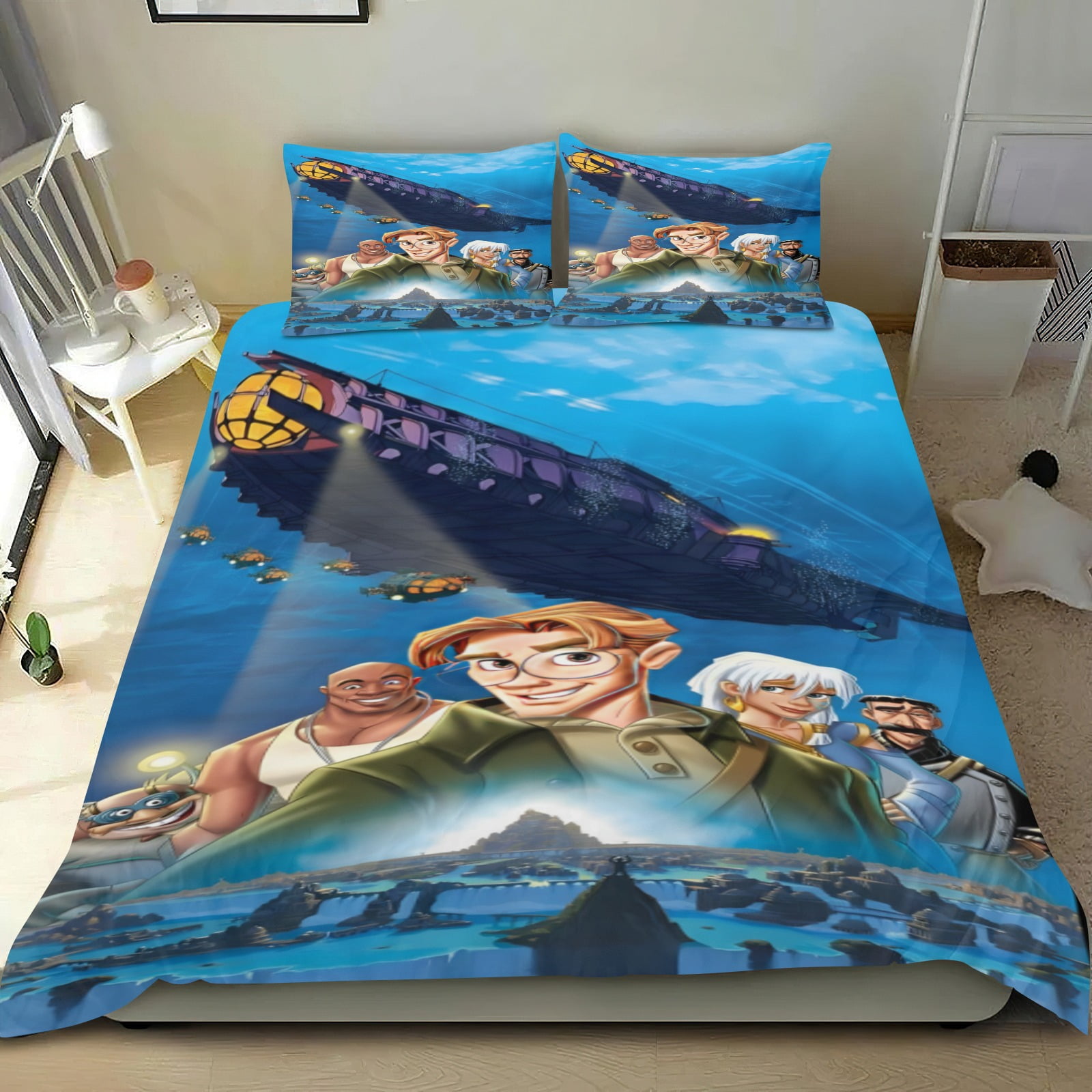 Atlantis The Lost Empire thin bedding set has an iconic print,One duvet cover and two ...