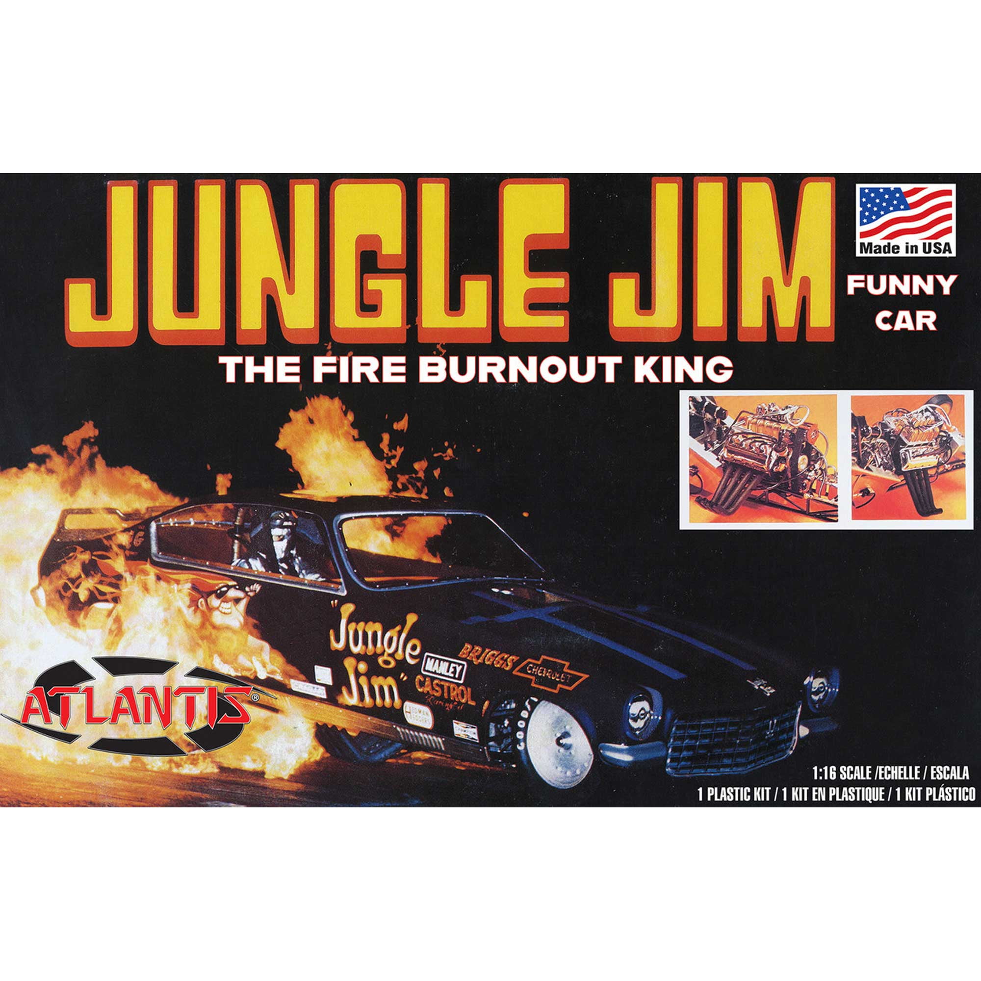 Atlantis Models Jungle Jim Vega Funny Car 1/16 Scale Plastic Model Kit ...