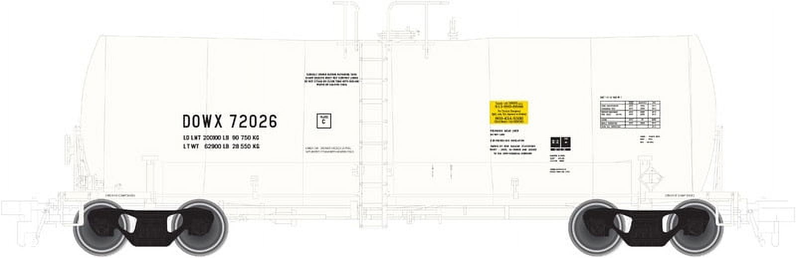 Atlas 20003183 HO Dow Chemical 17,600 Gallon Corn Syrup Tank Car #72032 ...