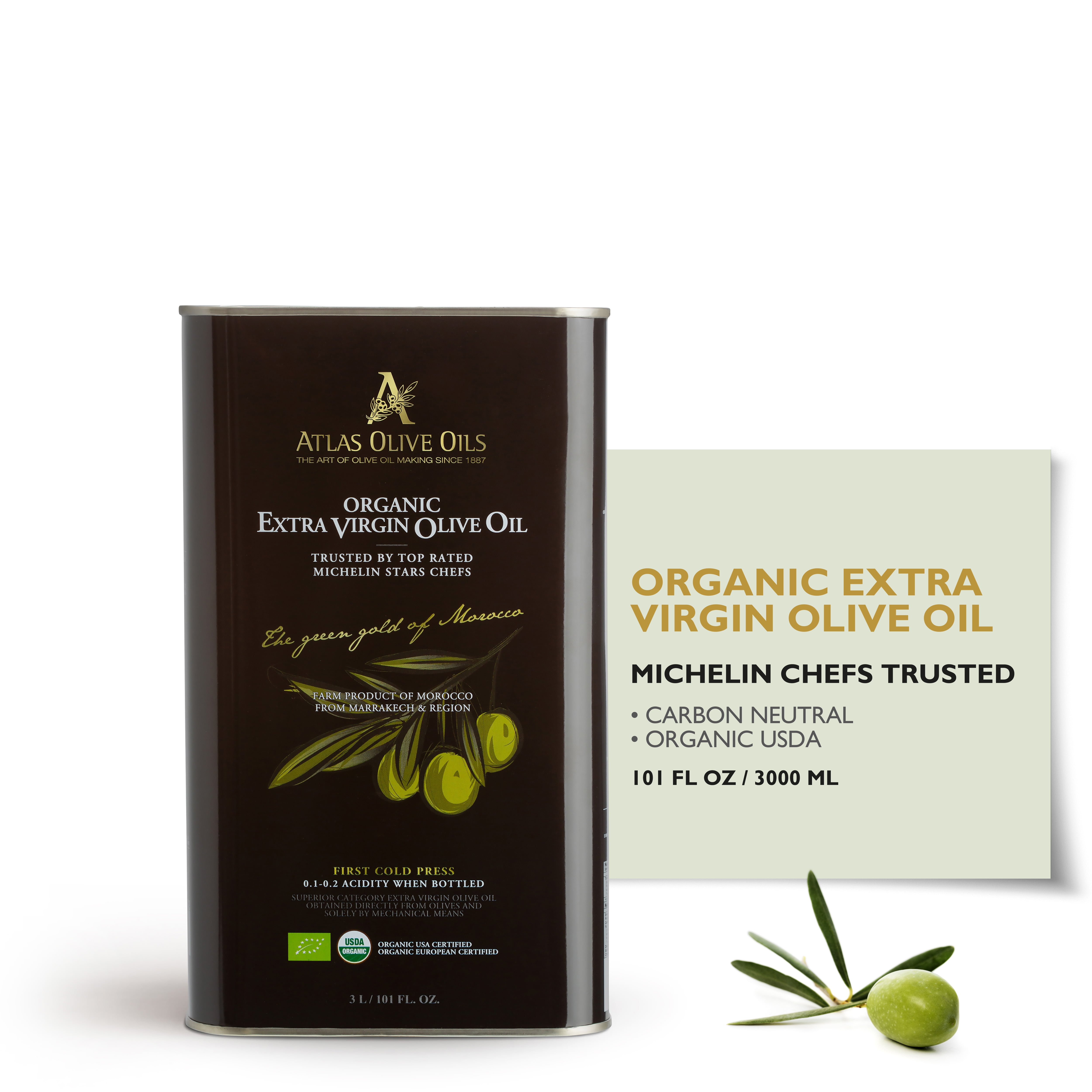 Atlas Organic Extra Virgin Olive Oil, Cold Pressed, Polyphenol Rich ...