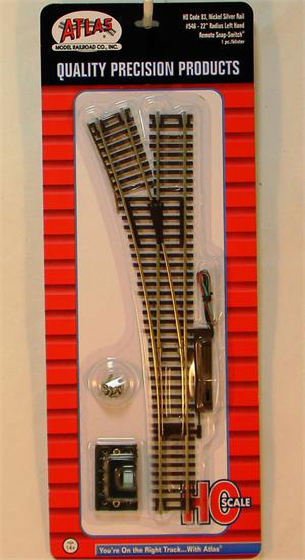 Atlas 546 HO Code 83 Nickel Silver Left Hand 22" Remote Switch Turnout ...