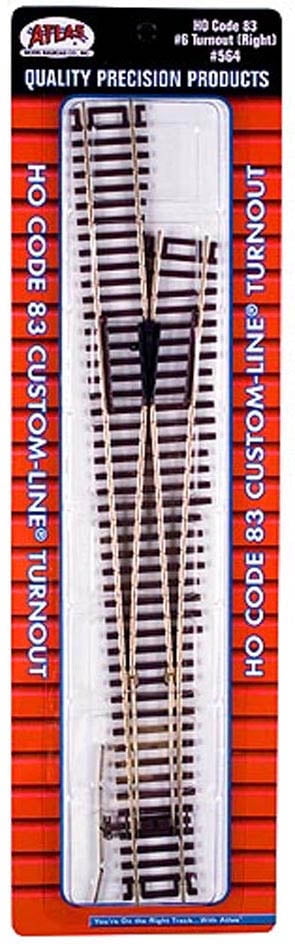 Atlas 564 HO Code 83 Nickel Silver #6 Right Hand Switch Turnout ...