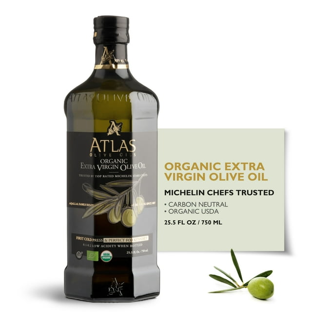 Atlas 750 mL Organic Cold Press Extra Virgin Olive Oil for Cooking ...