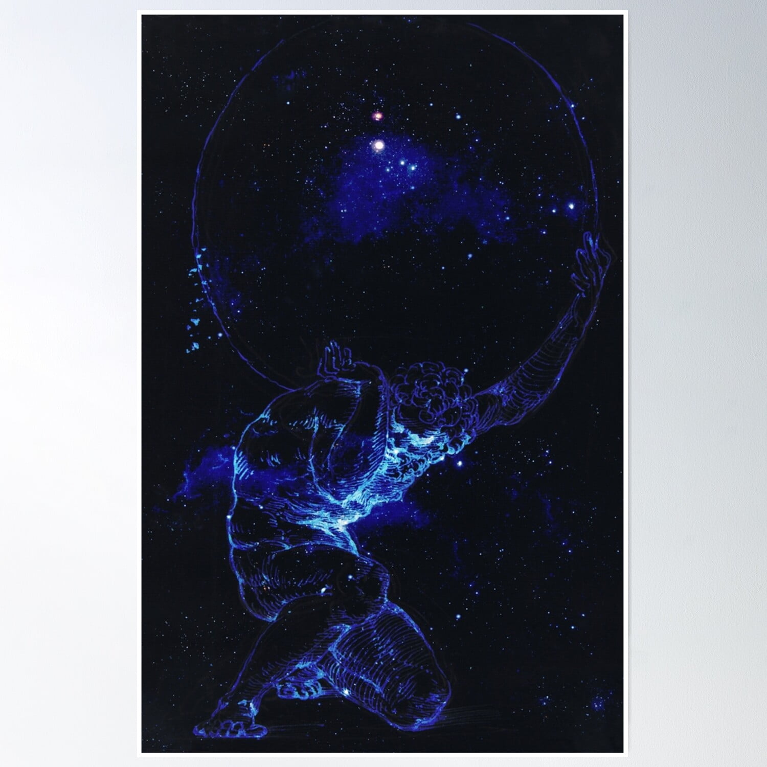 Atlas Among Stars Poster Wall Art, Modern Wall Decor, 12x18 UNFRAMED ...