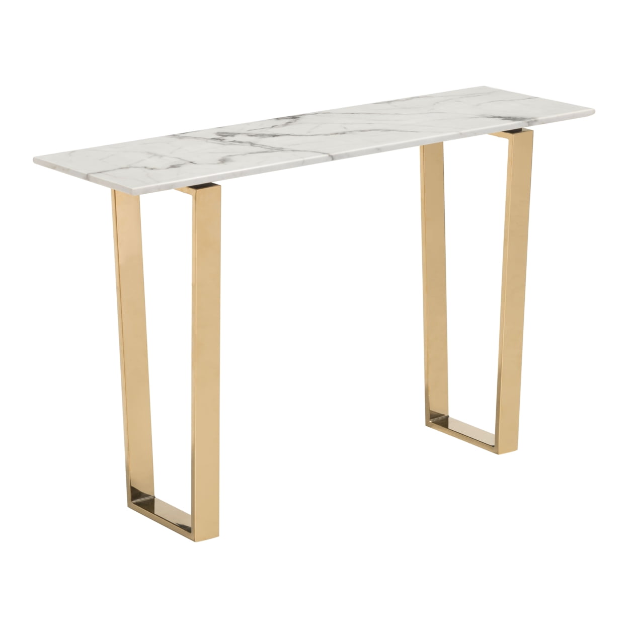 Atlas Console Table Faux Marble Top Gold Geometric Base 47 Inch Modern ...