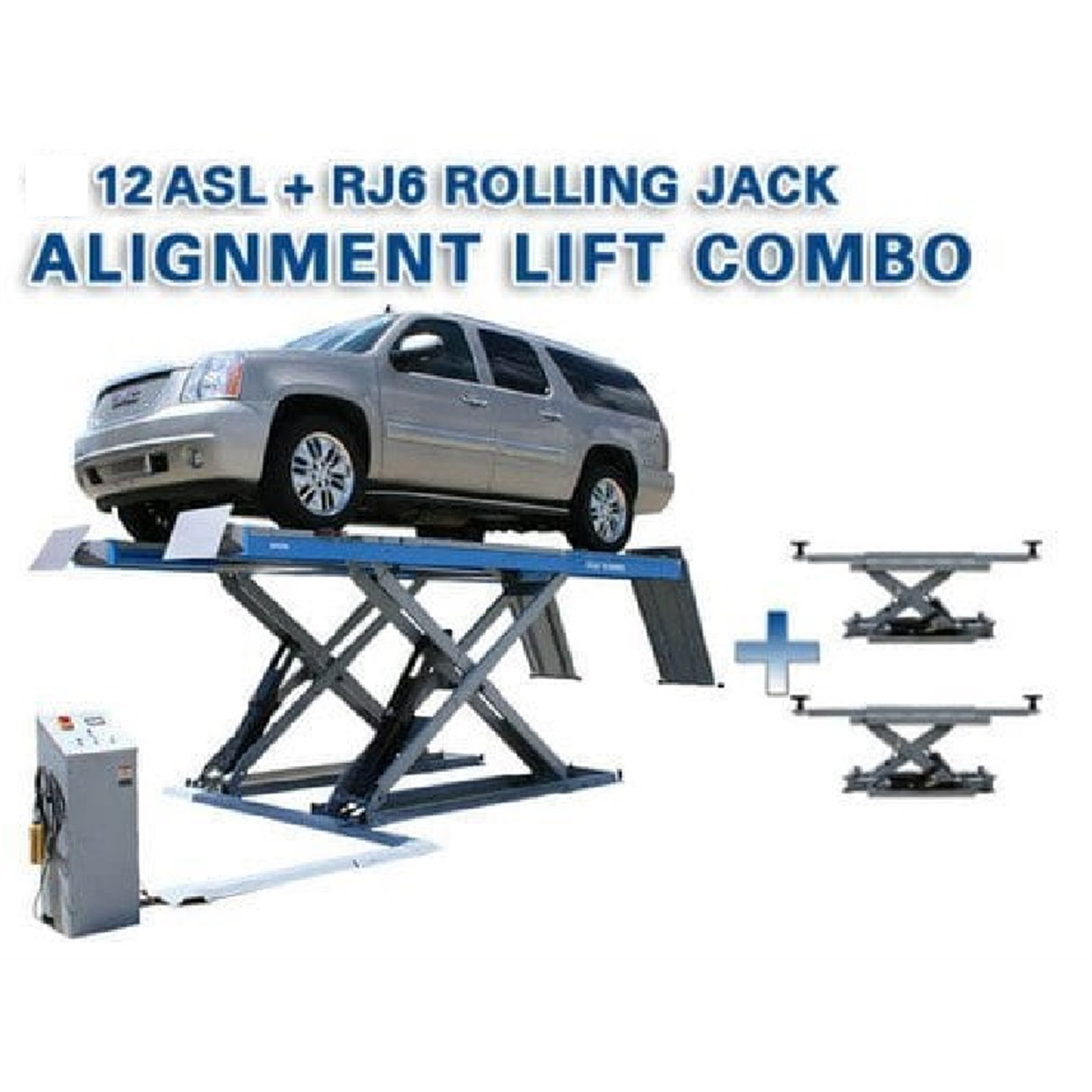 Atlas Equipment 12ASL Alignment Scissor Lift and RJ-6 Rolling Jacks ...