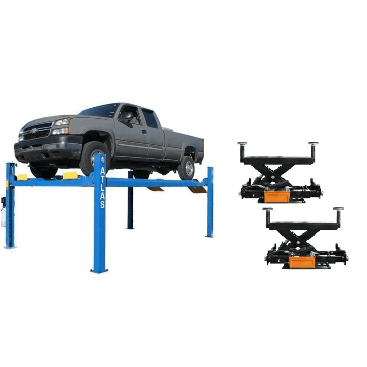 Atlas Equipment 412 12,000 lb. 4-Post Lift + RJ6 Rolling Jacks Combo ...