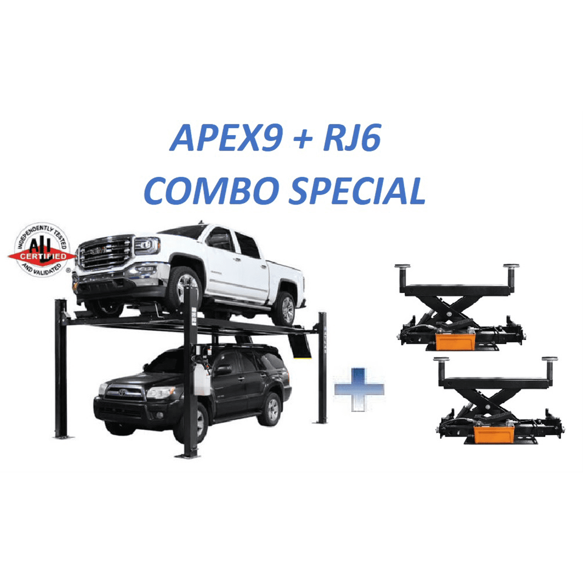 Atlas Equipment ALI Certified APEX9 4-Post Lift + RJ6 Rolling Bridge ...