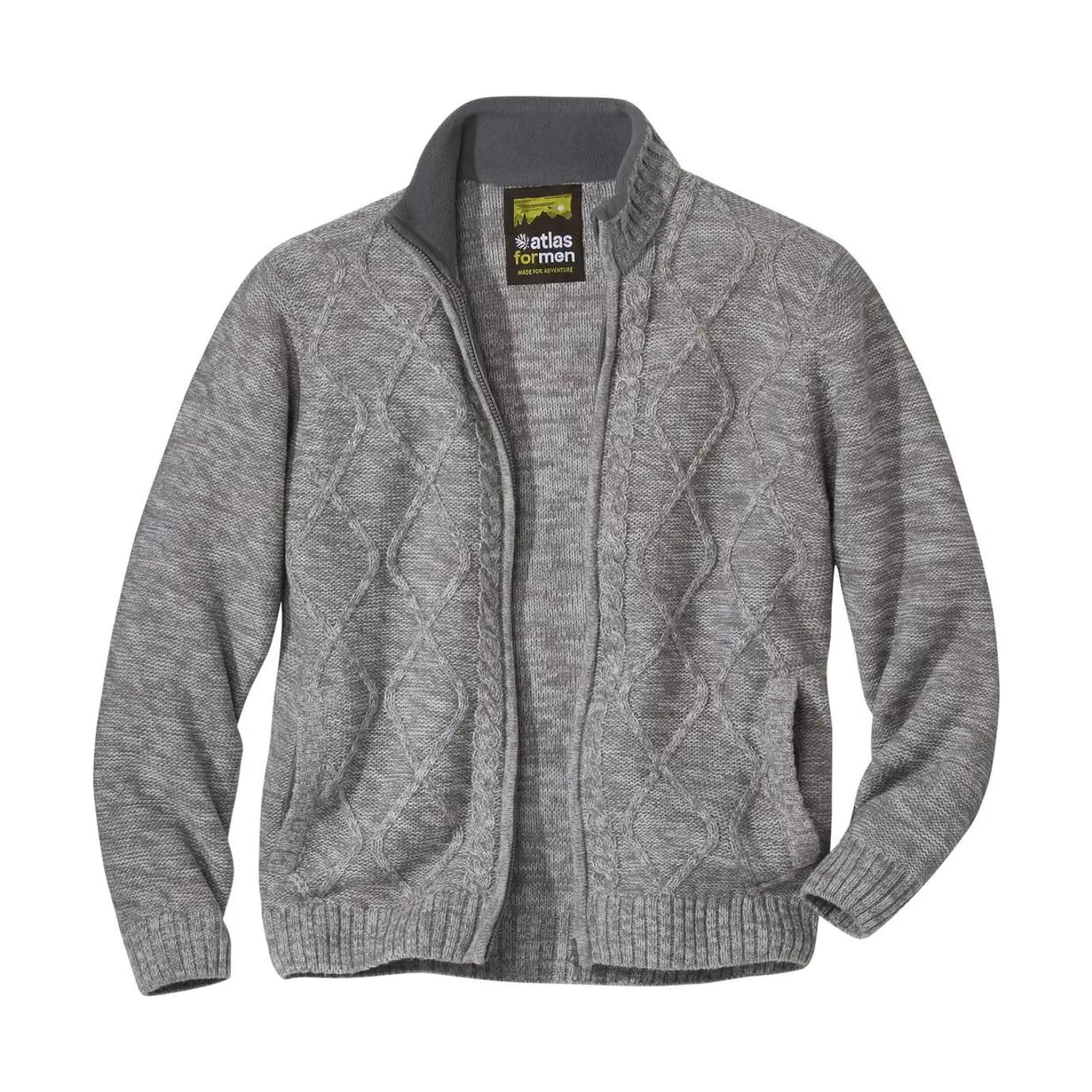 Atlas For Men Mens Cable Knit Full Zip Jacket - Walmart.com