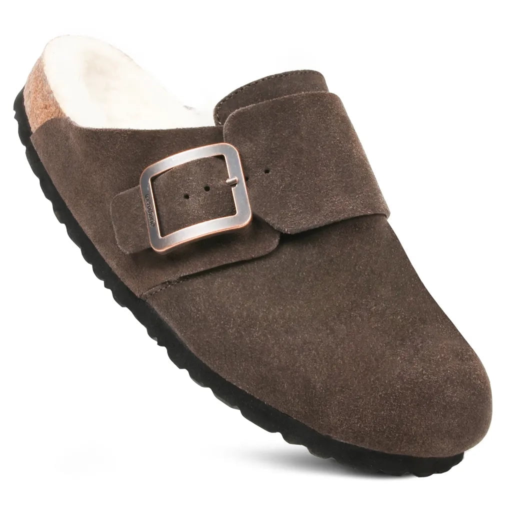 Atlas Fur Women’s Genuine Leather Fur Lined Clogs with Arch Support ...