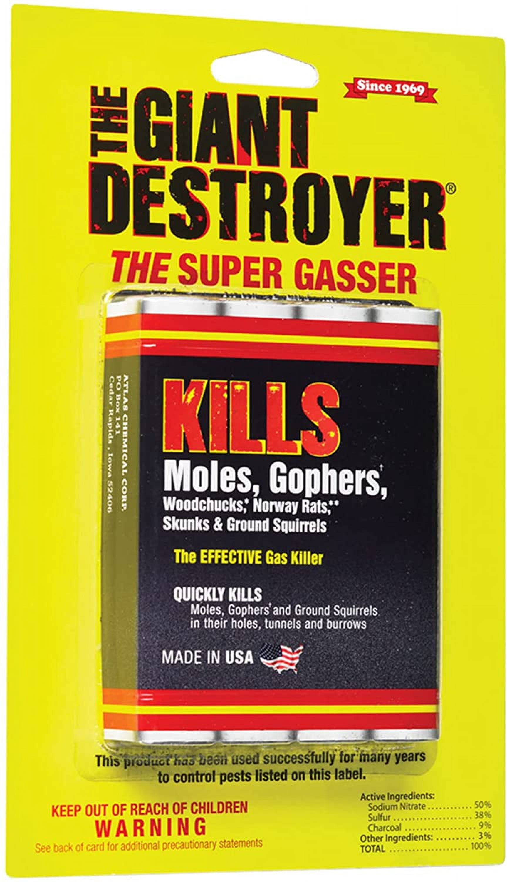 Atlas Giant Destroyer Gas Bomb - Underground Poison for Gophers, Moles ...