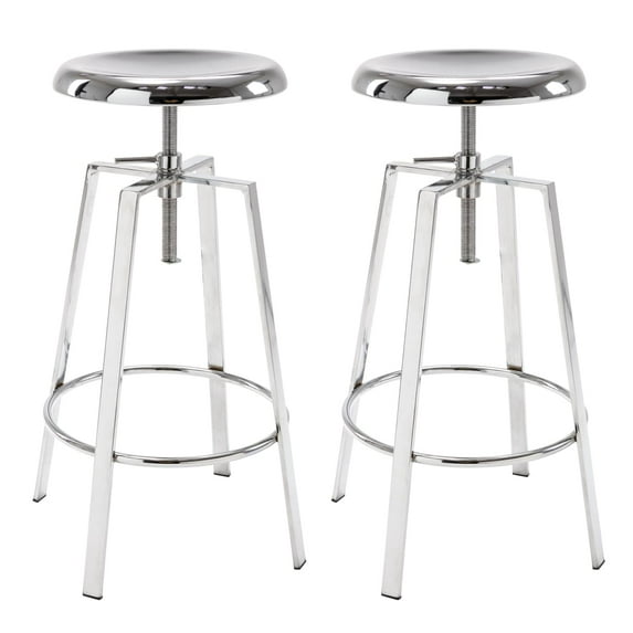 Atlas Industrial Metal Bar Stools Set of 2, Swivel Adjustable Height ...