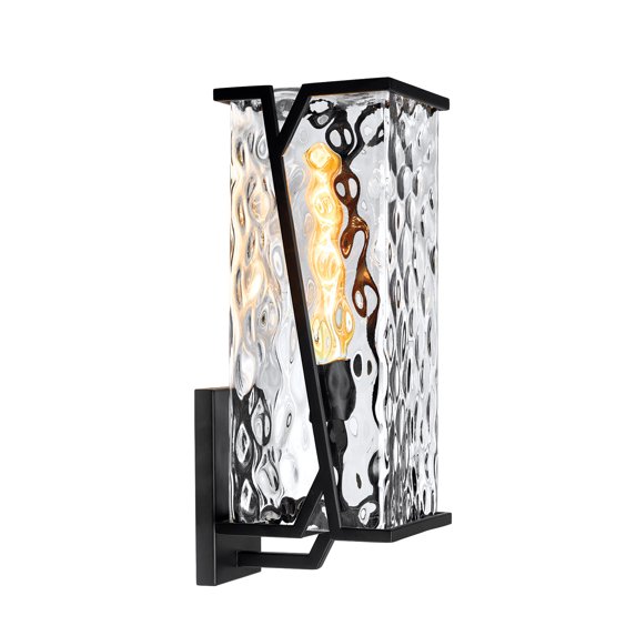 Atlas Lighting and Home 1-Light Outdoor Wall Sconce with Wavy Glass ...