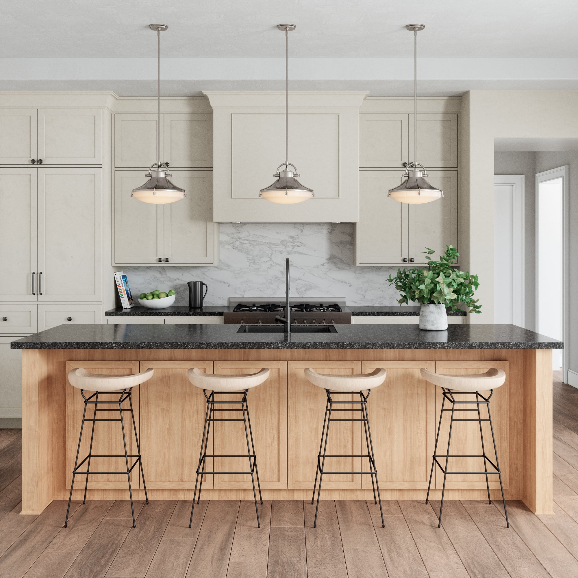 Atlas Lighting and Home 1-Light Satin Nickel Hanging Pendant Ceiling ...