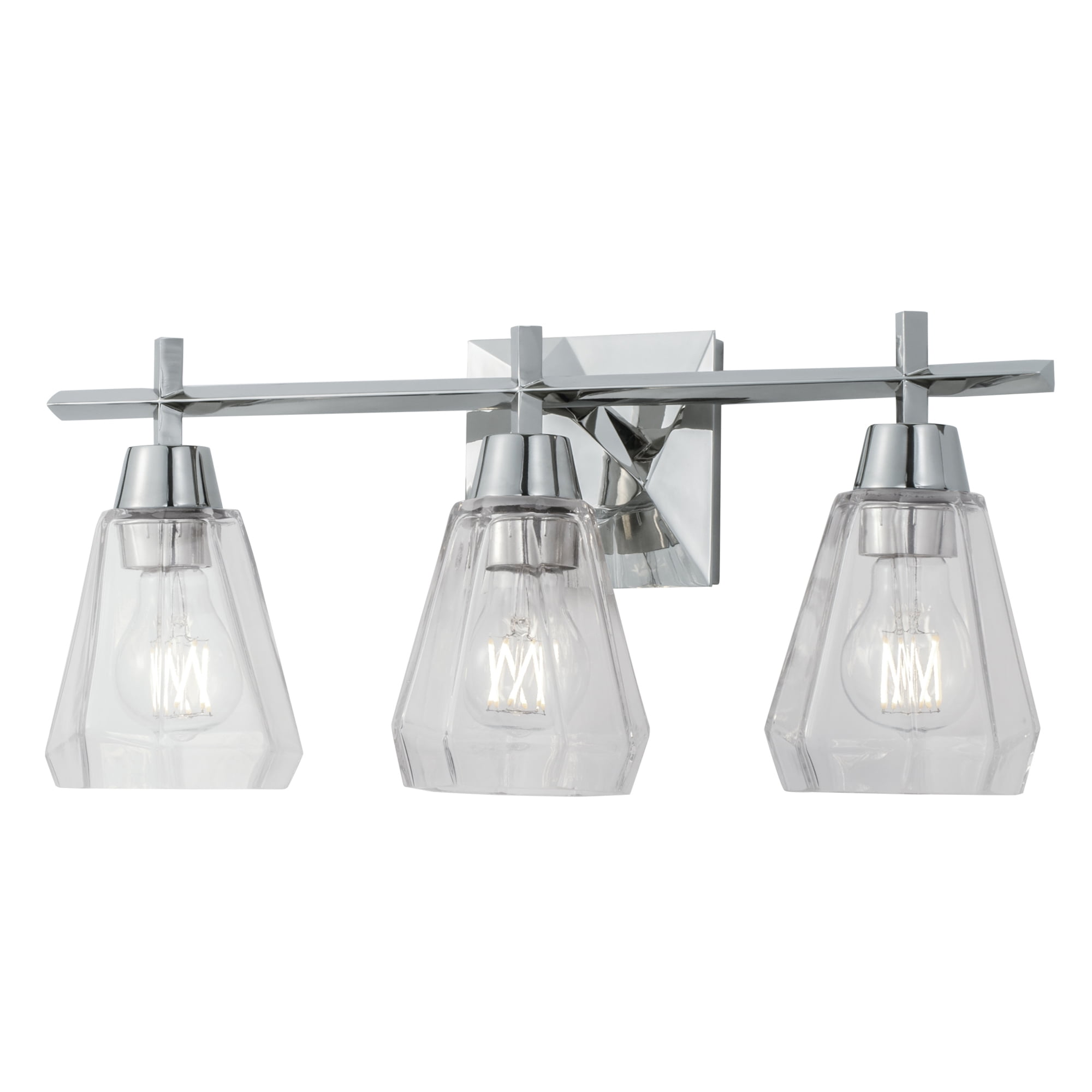 Atlas Lighting and Home 3-Light Vanity Light with Clear Glass Shade ...