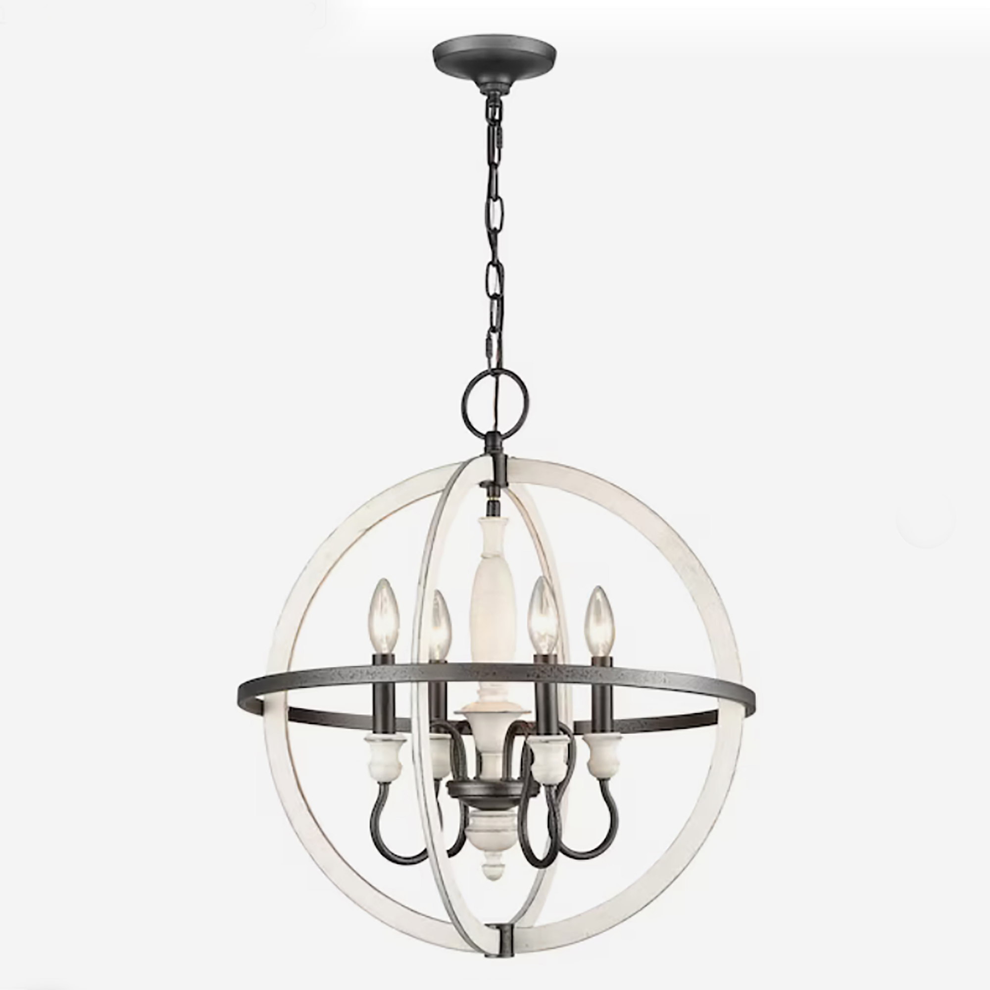 Atlas Lighting and Home 4-Light Curved Globe Frame Chandelier - 22.75 ...