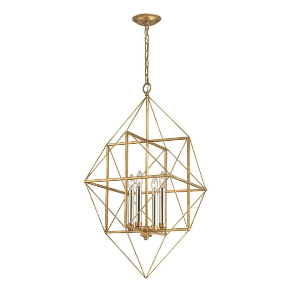 Atlas Lighting and Home 4-Light Open Frame Geometric Ceiling Chandelier ...
