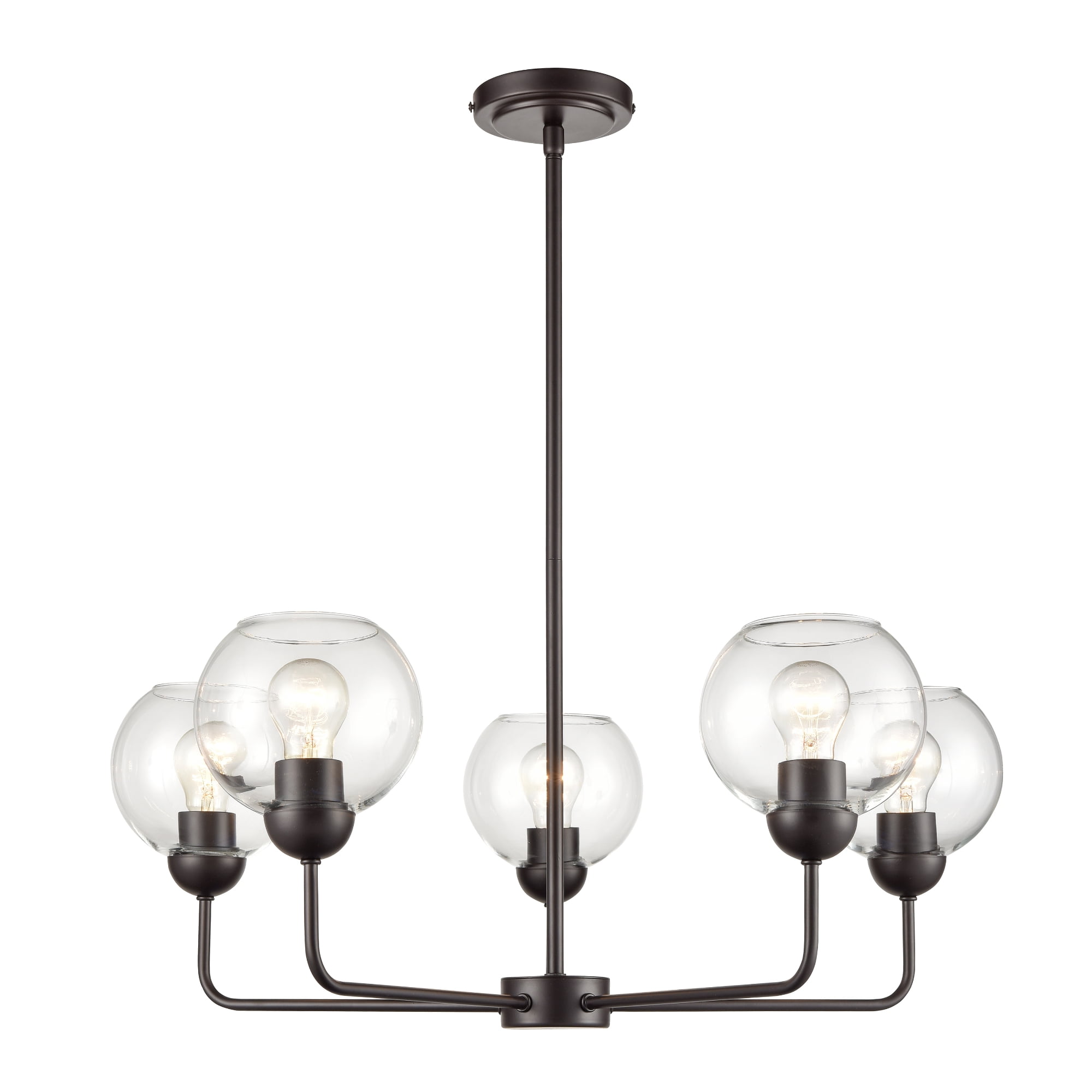 Atlas Lighting and Home 5-Light Curved Metal Chandelier with Clear ...