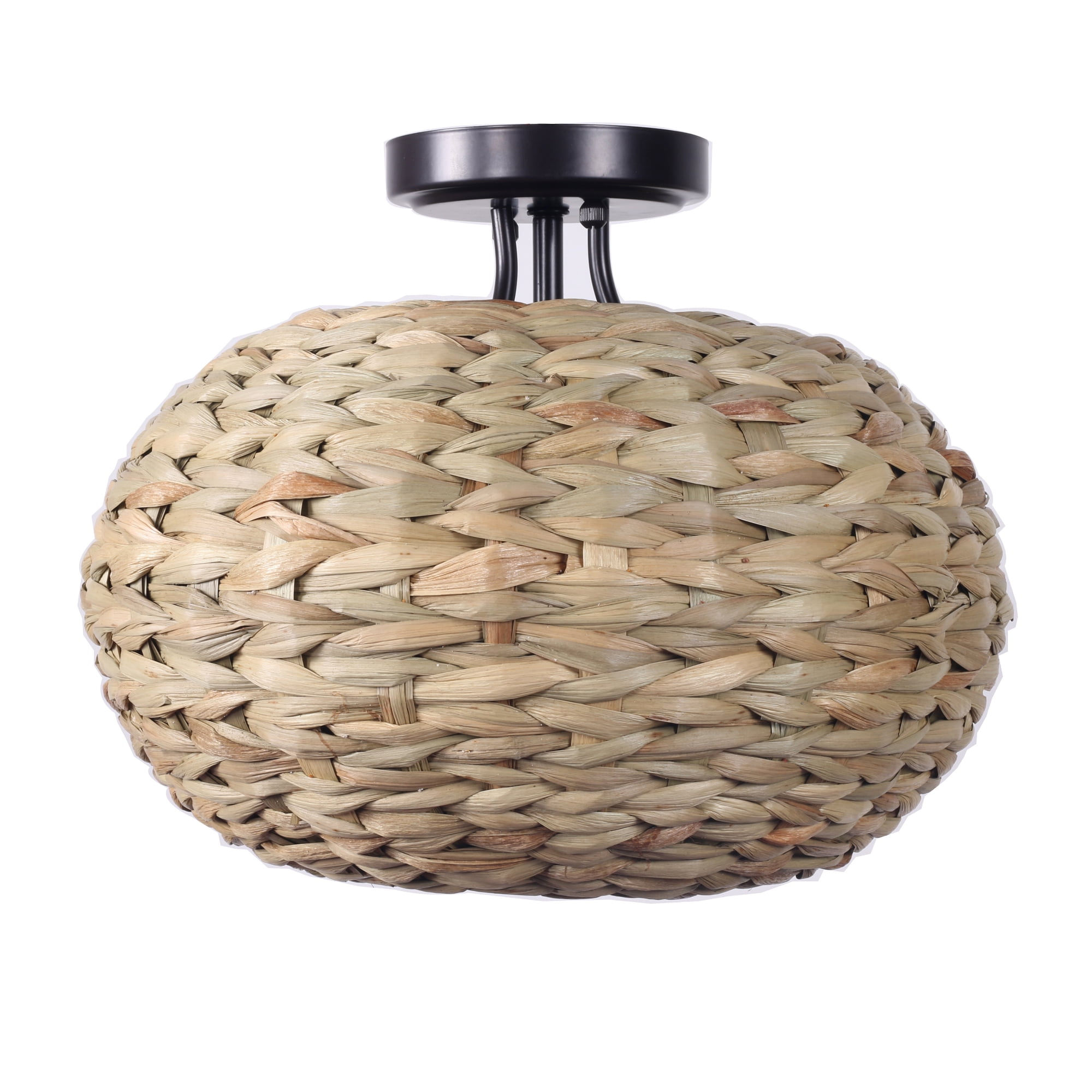 Atlas Lighting and Home Hand-Platted Seagrass Semi-Flush Mount Ceiling ...