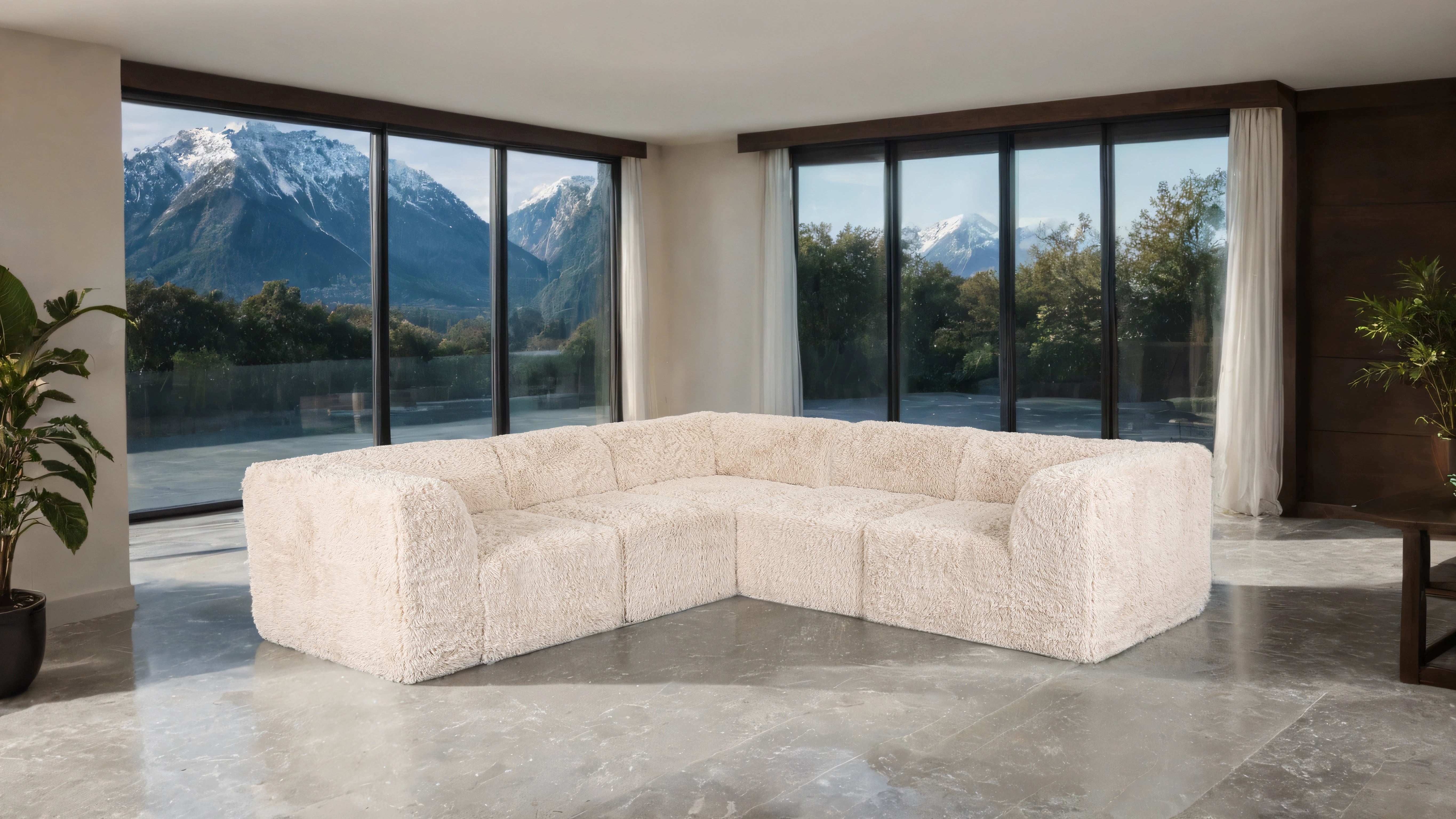 Atlas Mattress Nappi Contemporary Modular L with Long-Pile Faux Fur ...