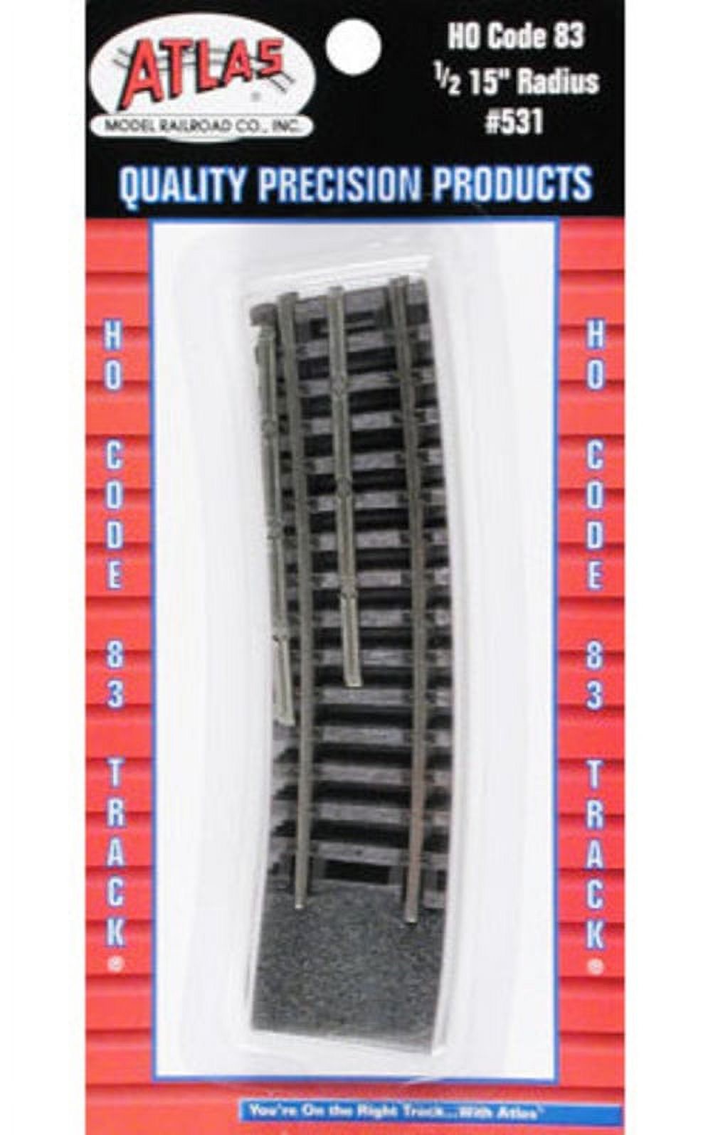 Atlas Model Railroad HO Code 83 15 Radius 1/2 Curve 4 ATL531 HO Track ...