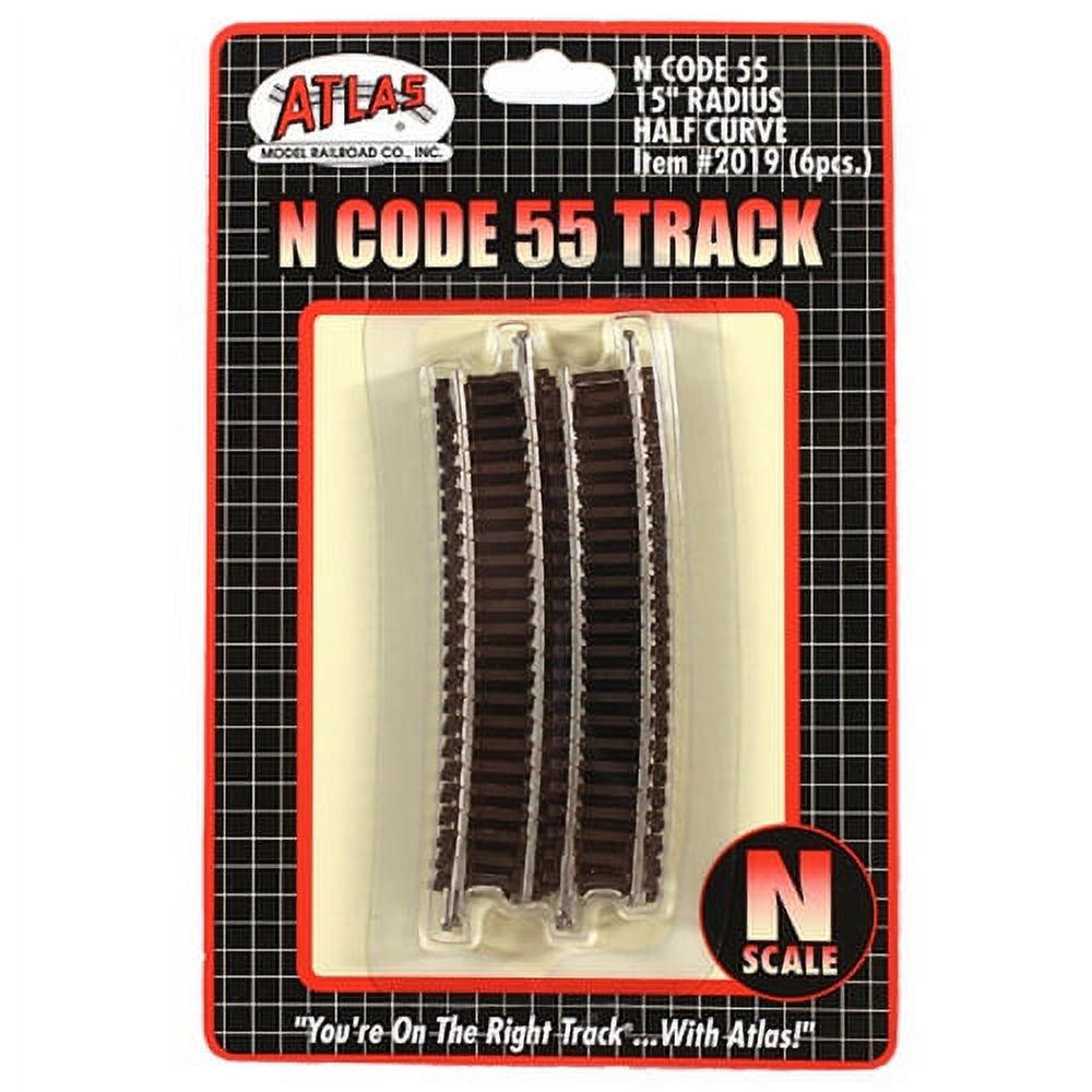 Atlas N Scale Code 55 15" Radius 1/2 Curve 6-Pack Model Train Track ...