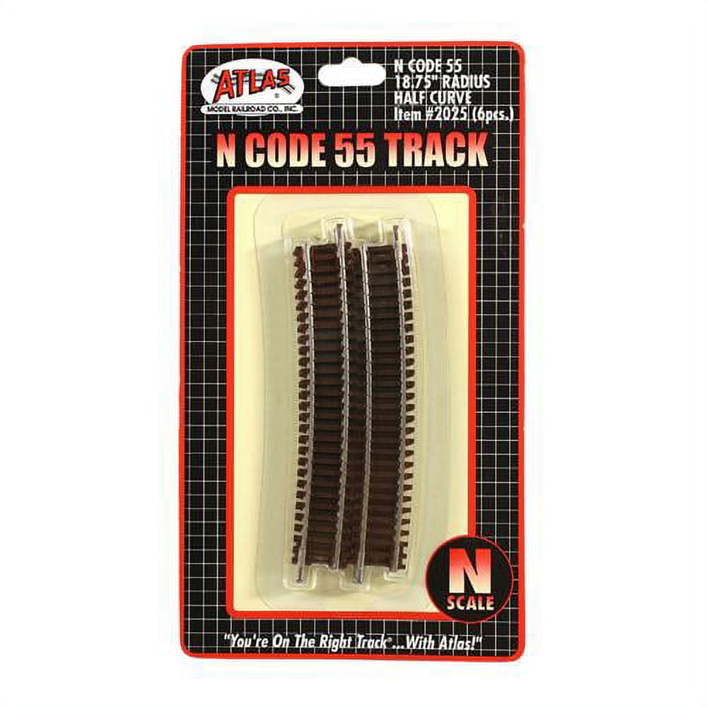 Atlas N Scale Code 55 18.75" Radius 1/2 Curve 6-Pack Model Train Track ...