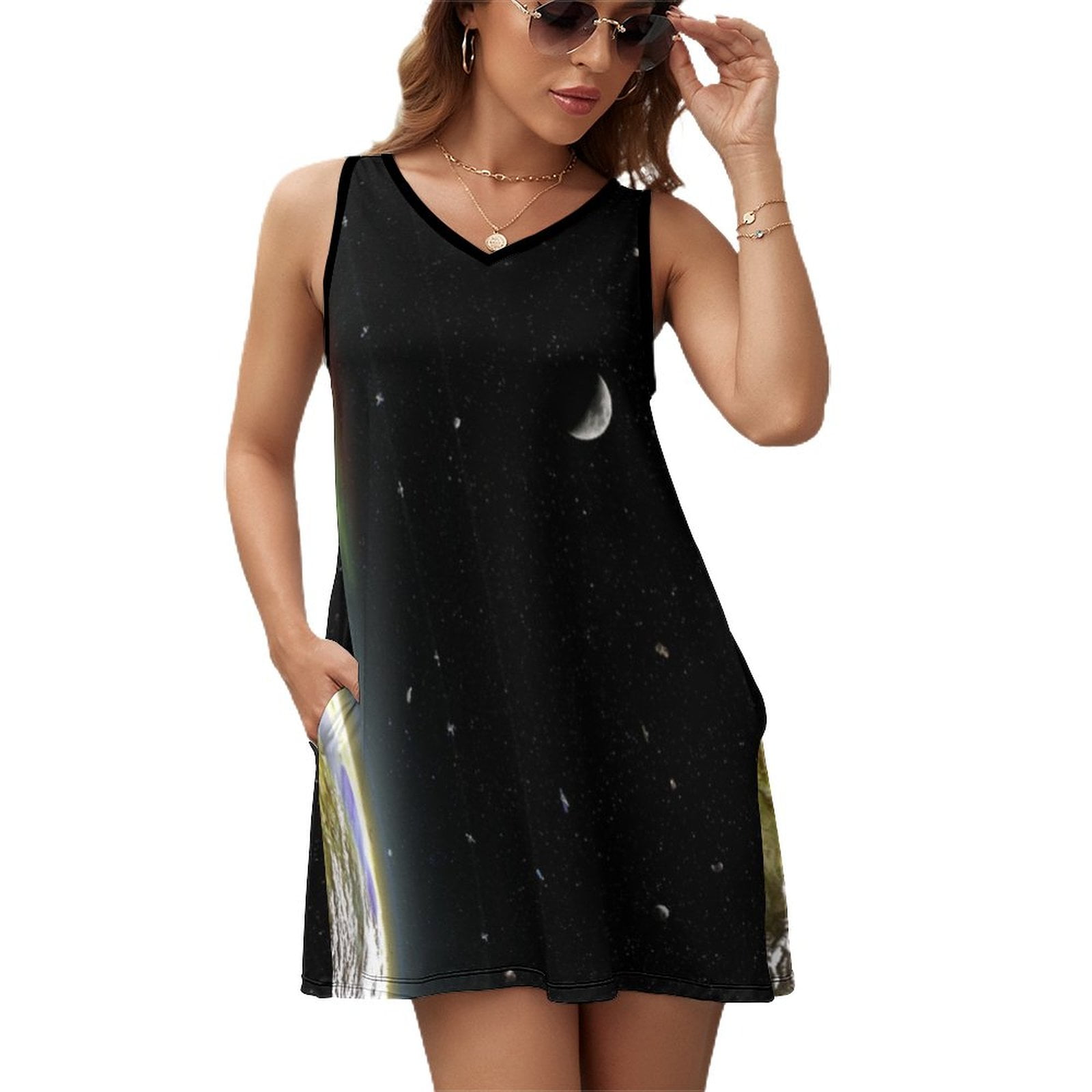Atlas Of The Universe ( No Text Version ) Square Neck Dress Sweet Summer Dress Women Elegant ...
