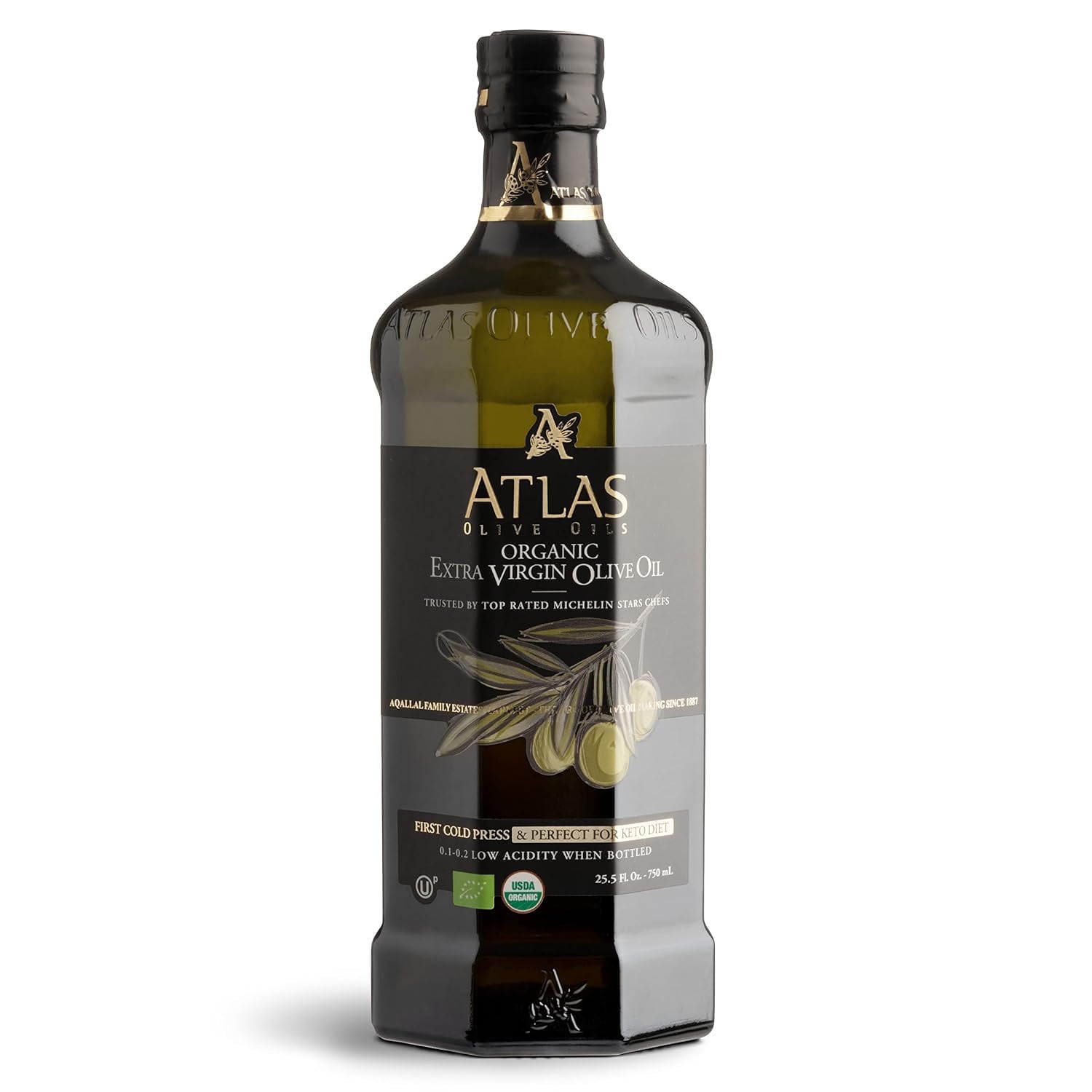 Atlas 750 mL Organic Cold Press Extra Virgin Olive Oil for Cooking ...