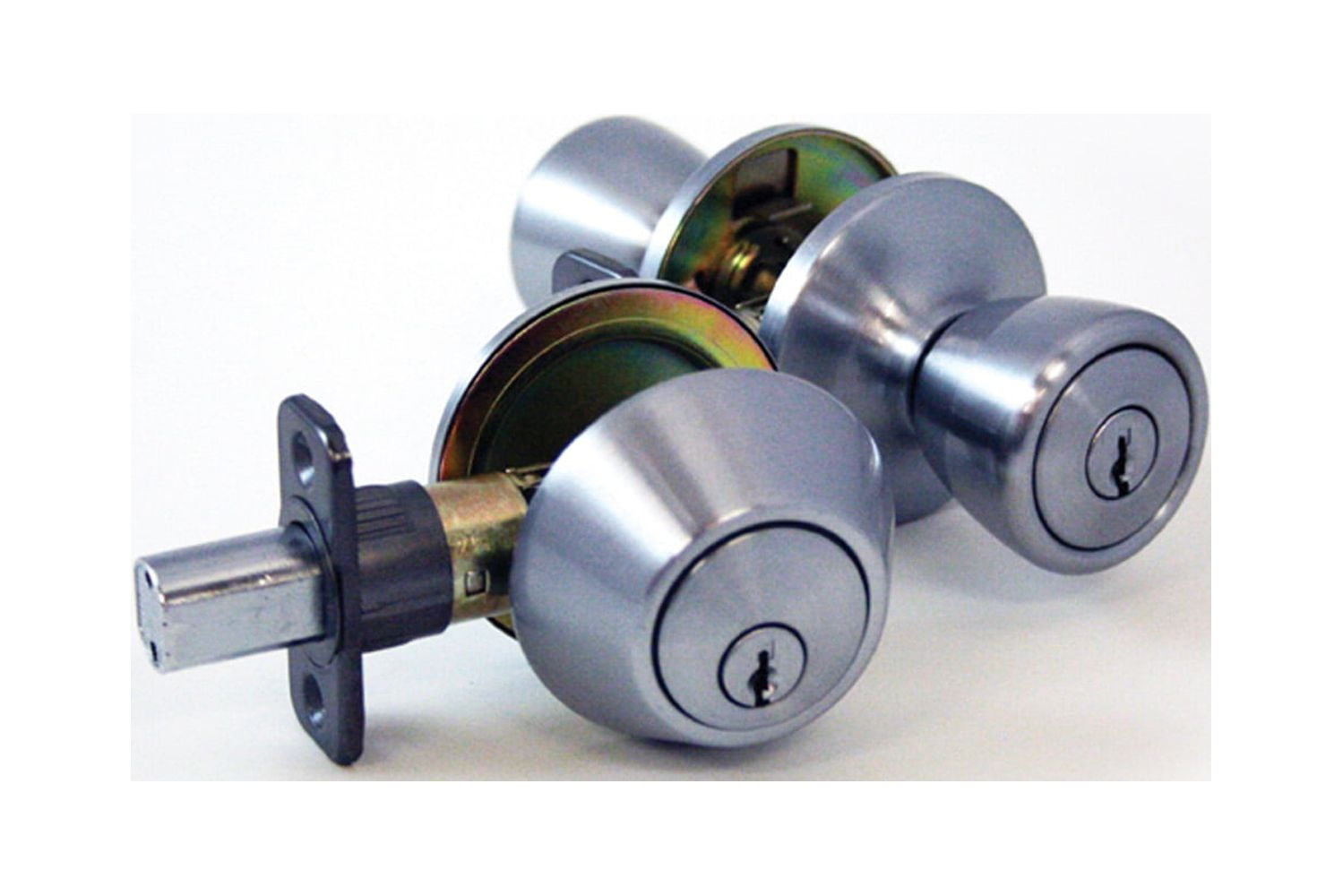 Atlas Tulip Entry Locking Door Knob and Deadbolt Combo Kit, Satin ...