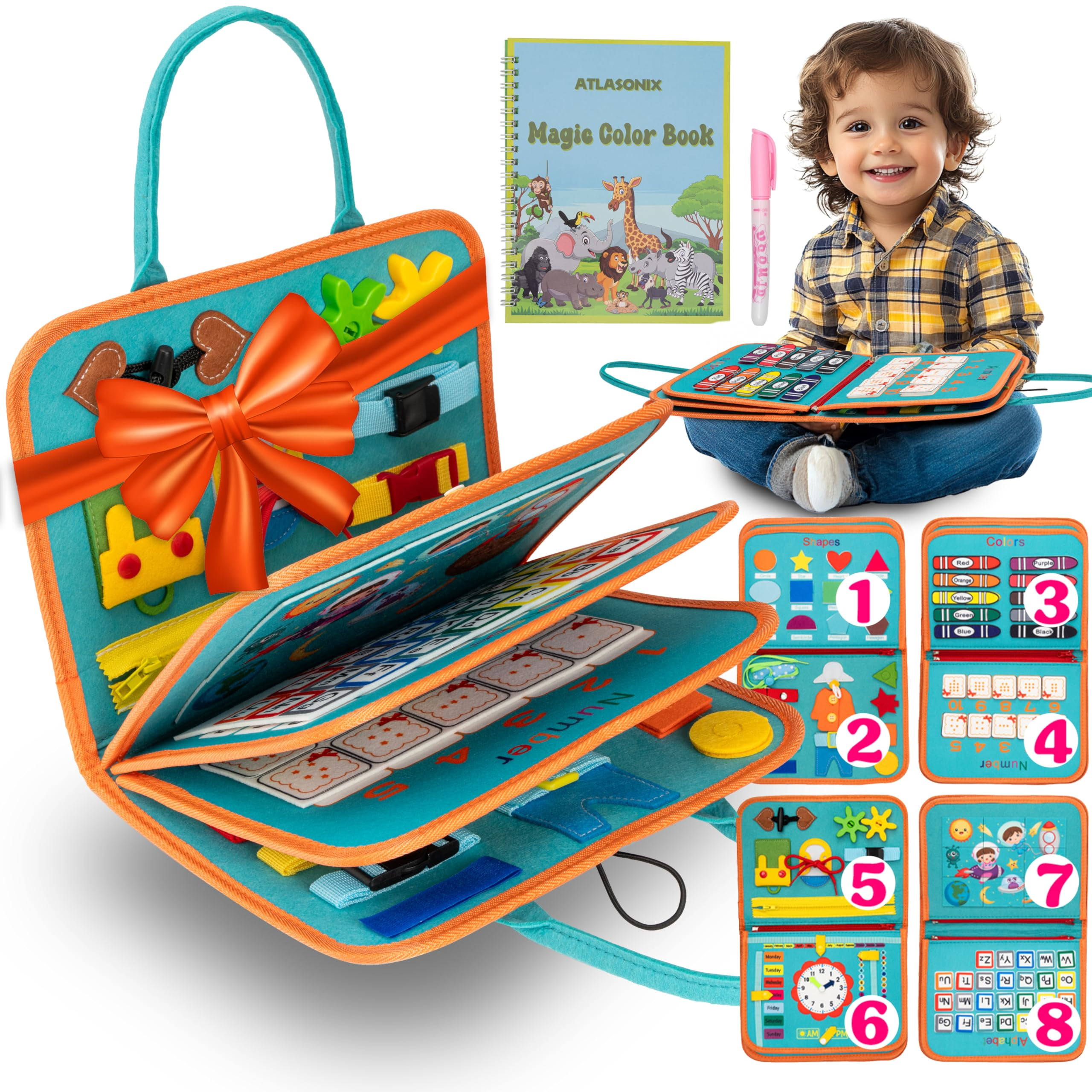 Atlasonix Montessori Busy Board MMF7 for Toddlers - Educational ...