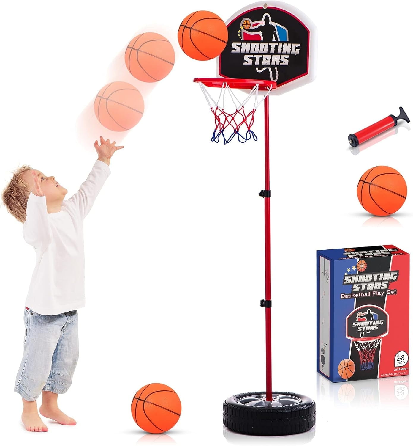 Atlasonix Kid's Adjustable Basketball Hoop Stand (2.5-4ft) with Ball ...