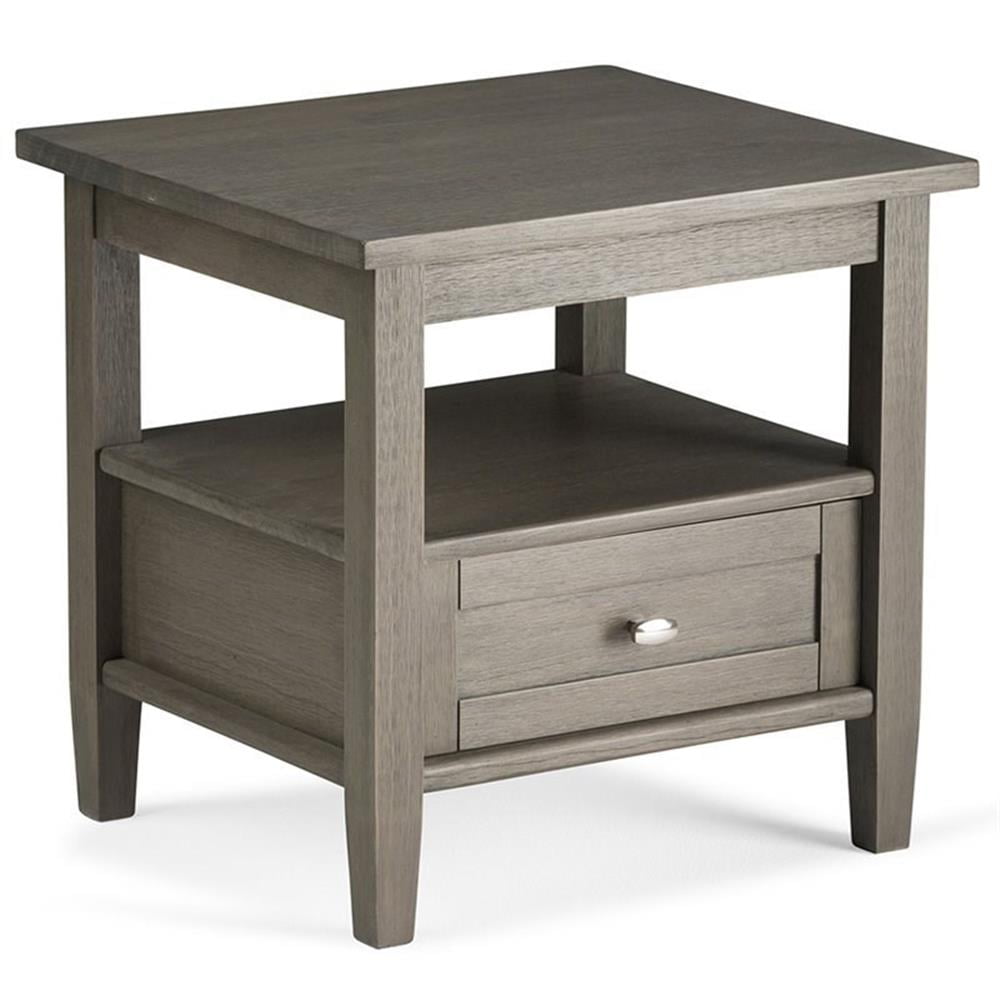 Atlin Designs 1 Drawer and Shelf Wood End Table in Farmhouse Gray ...