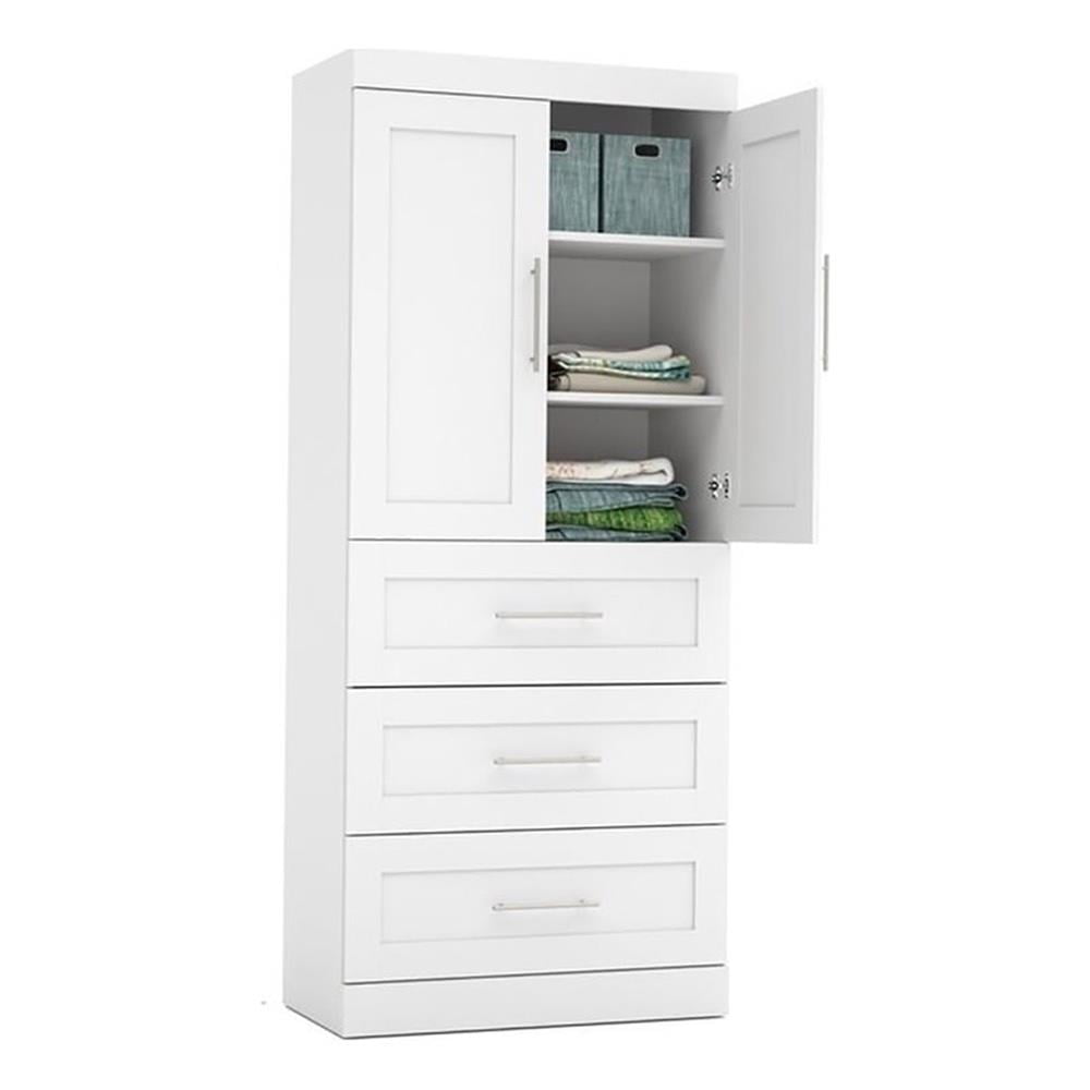Atlin Designs 3-Drawer Set and Door Wood Storage Unit in White ...