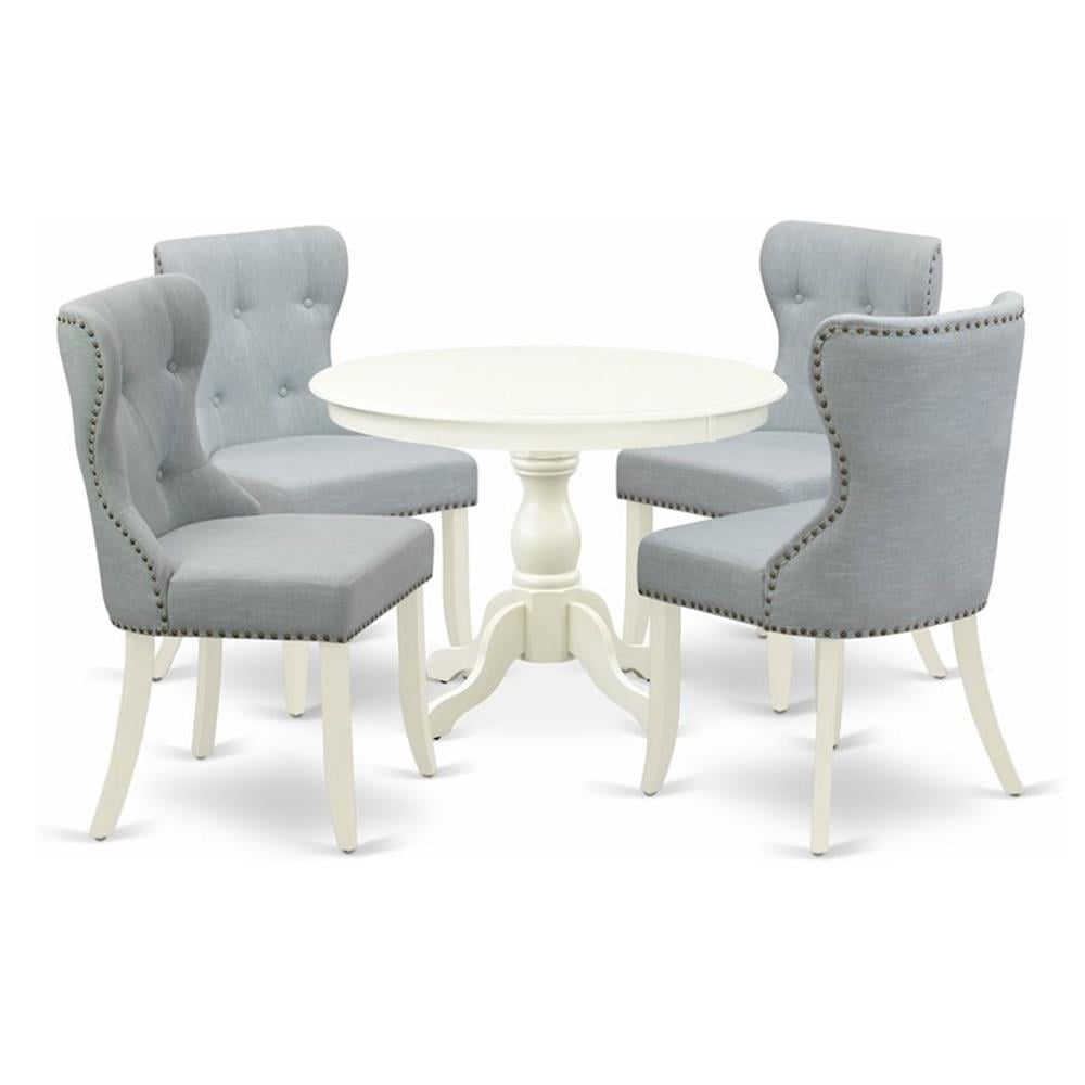 Atlin Designs 5-piece Wood Dining Set in Linen White/Baby Blue ...