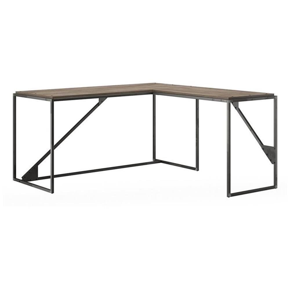 Atlin Designs 62W L Shaped Industrial Desk with Return in Rustic Gray ...