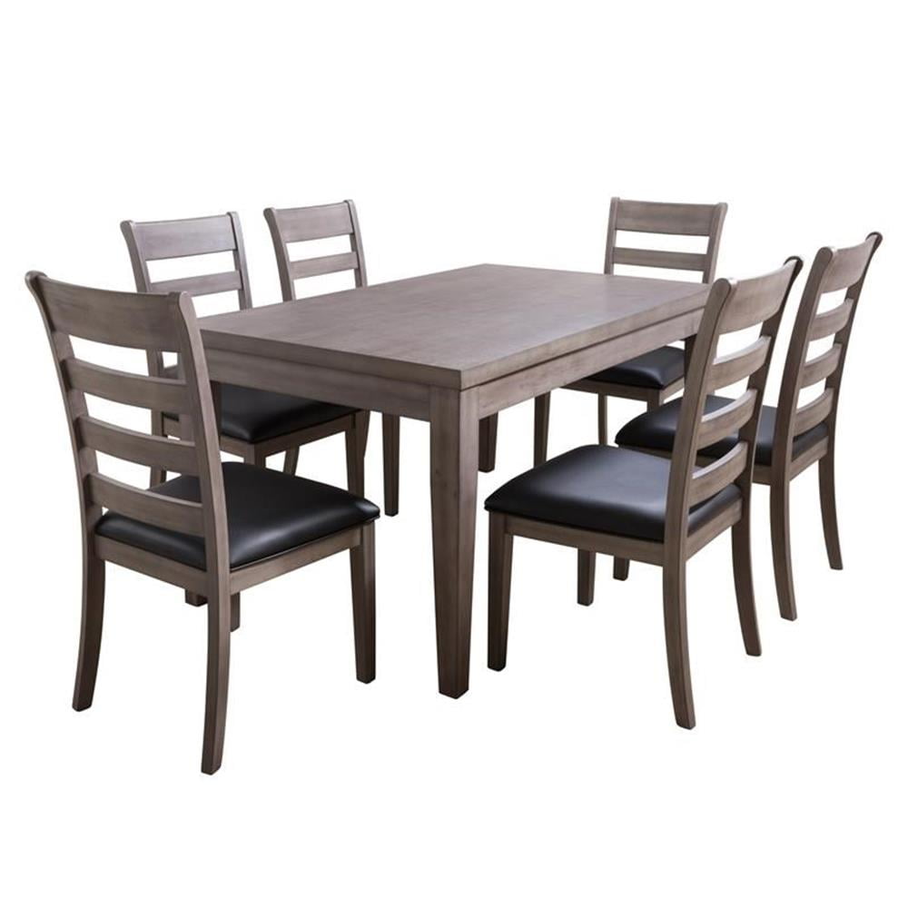 Atlin Designs 7 Piece Classic Wood Dining Set in Gray - Walmart.com