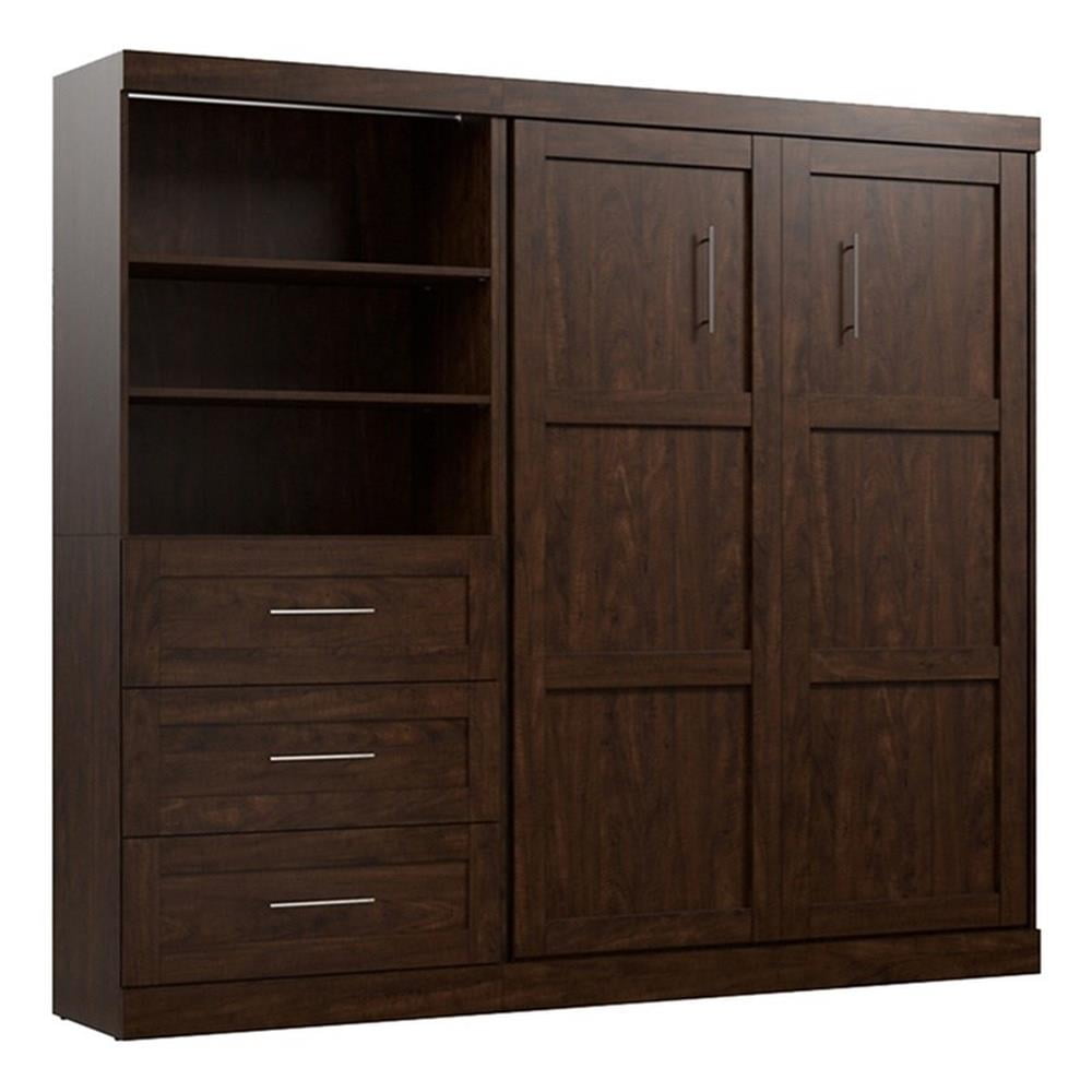 Atlin Designs 95" Contemporary 3 Drawer Storage Wood Full Wall Bed in ...