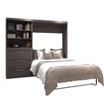 Atlin Designs 95" Transitional Wood Full Wall Bed with Storage in Bark ...