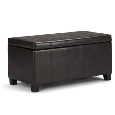HomCom Upholstered Faux Leather Storage Ottoman Bench - Bright Red ...