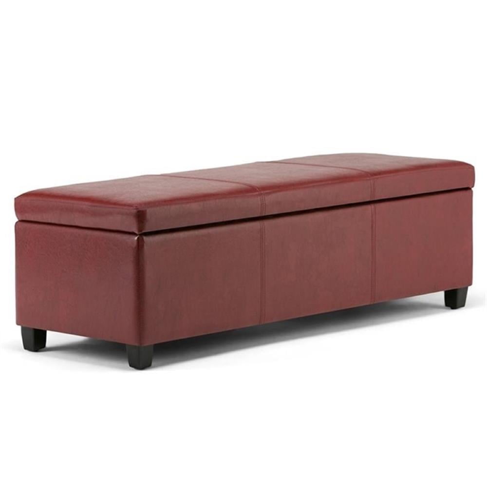 Atlin Designs Faux Leather Storage Bench in Red - Walmart.com