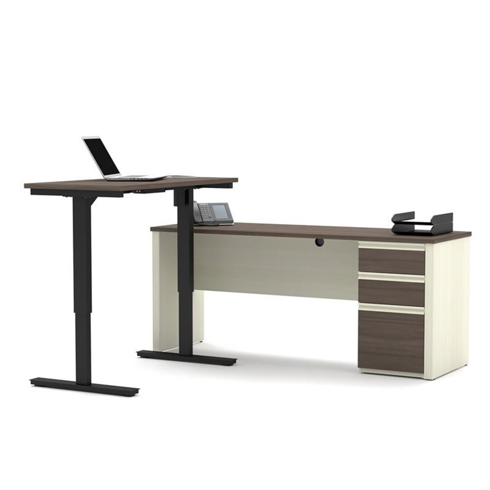 Atlin Designs Height Adjustable L-Desk in White Chocolate - Walmart.com