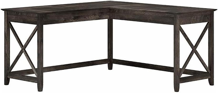 Atlin Designs L Shaped Farmhouse Wood Desk in Dark Gray Hickory ...