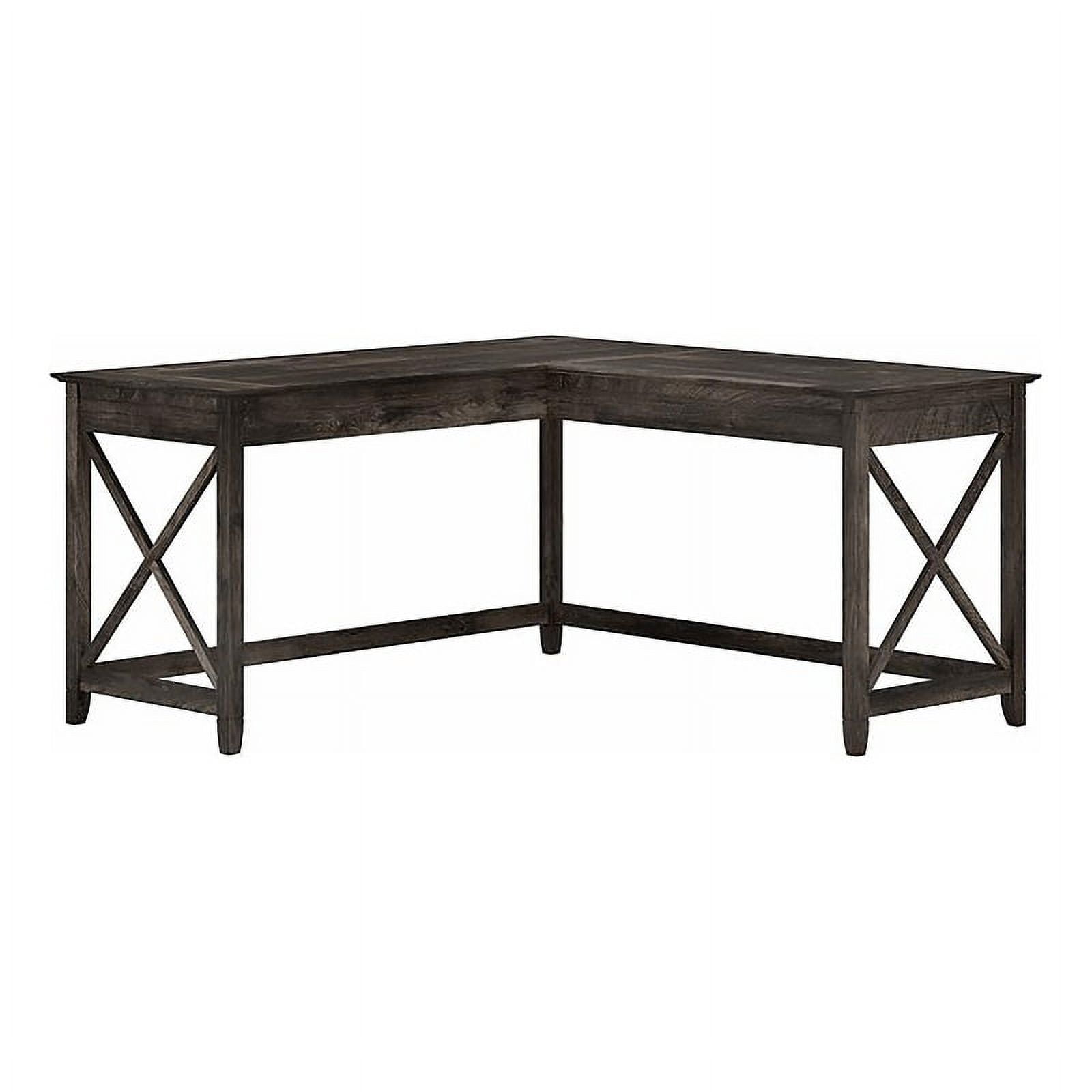 Atlin Designs L Shaped Farmhouse Wood Desk in Dark Gray Hickory ...