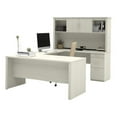 Atlin Designs Modern Wood U-Shaped Computer Desk with Hutch in White ...