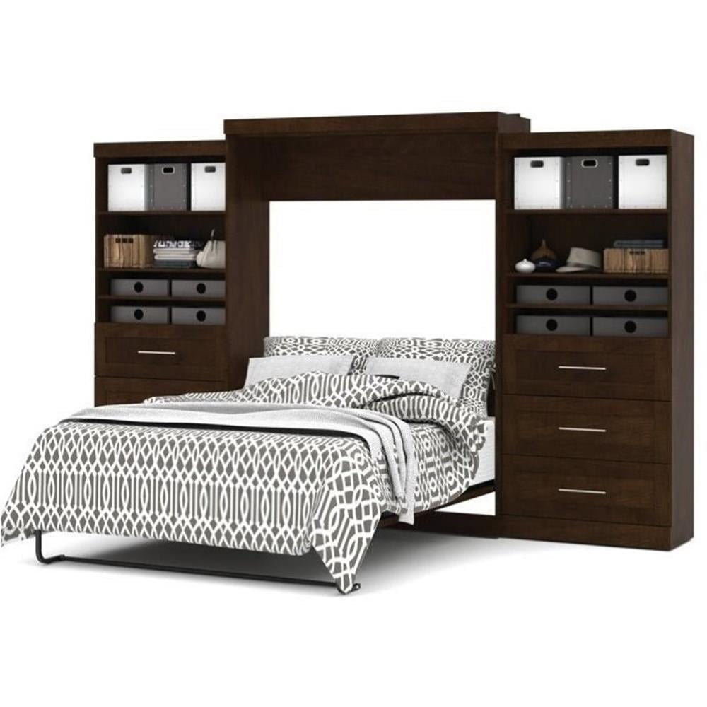 Atlin Designs Queen Wall Bed with Storage in Chocolate - Walmart.com