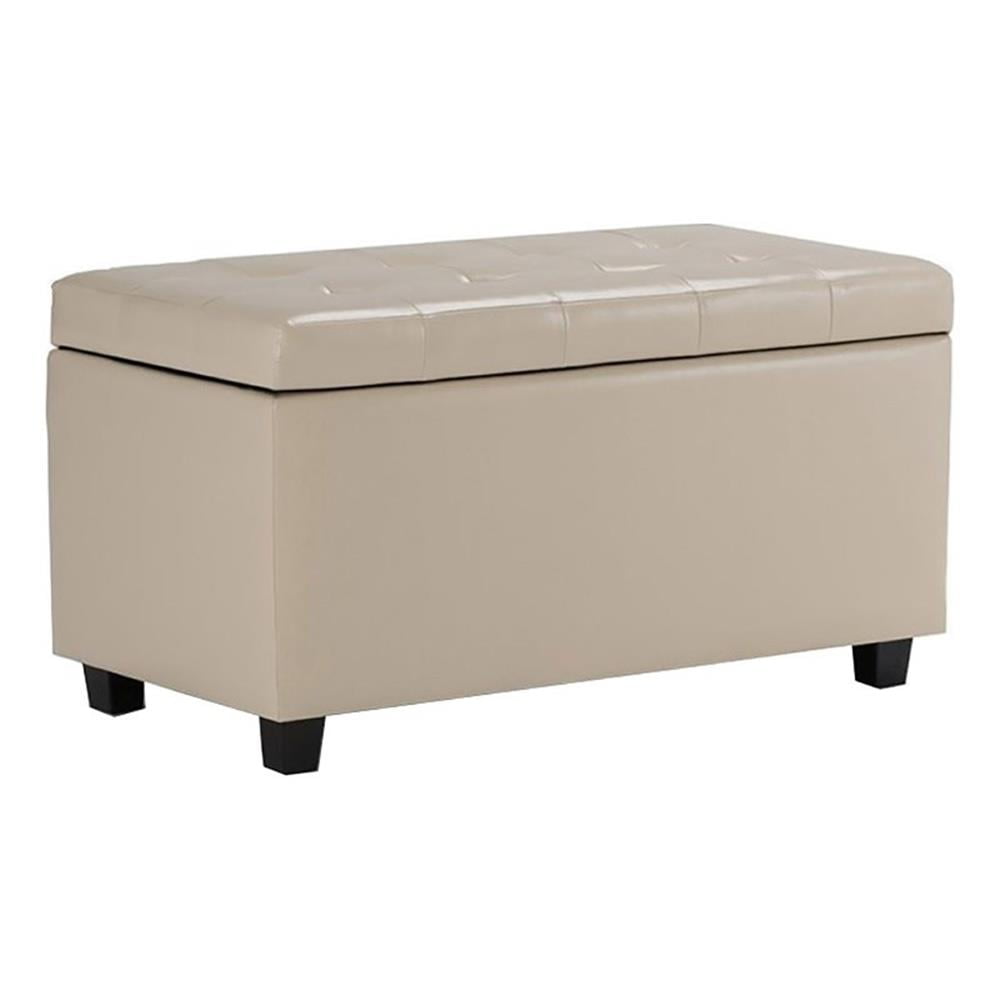 Atlin Designs Transitional Faux Leather Storage Bench in Cream ...