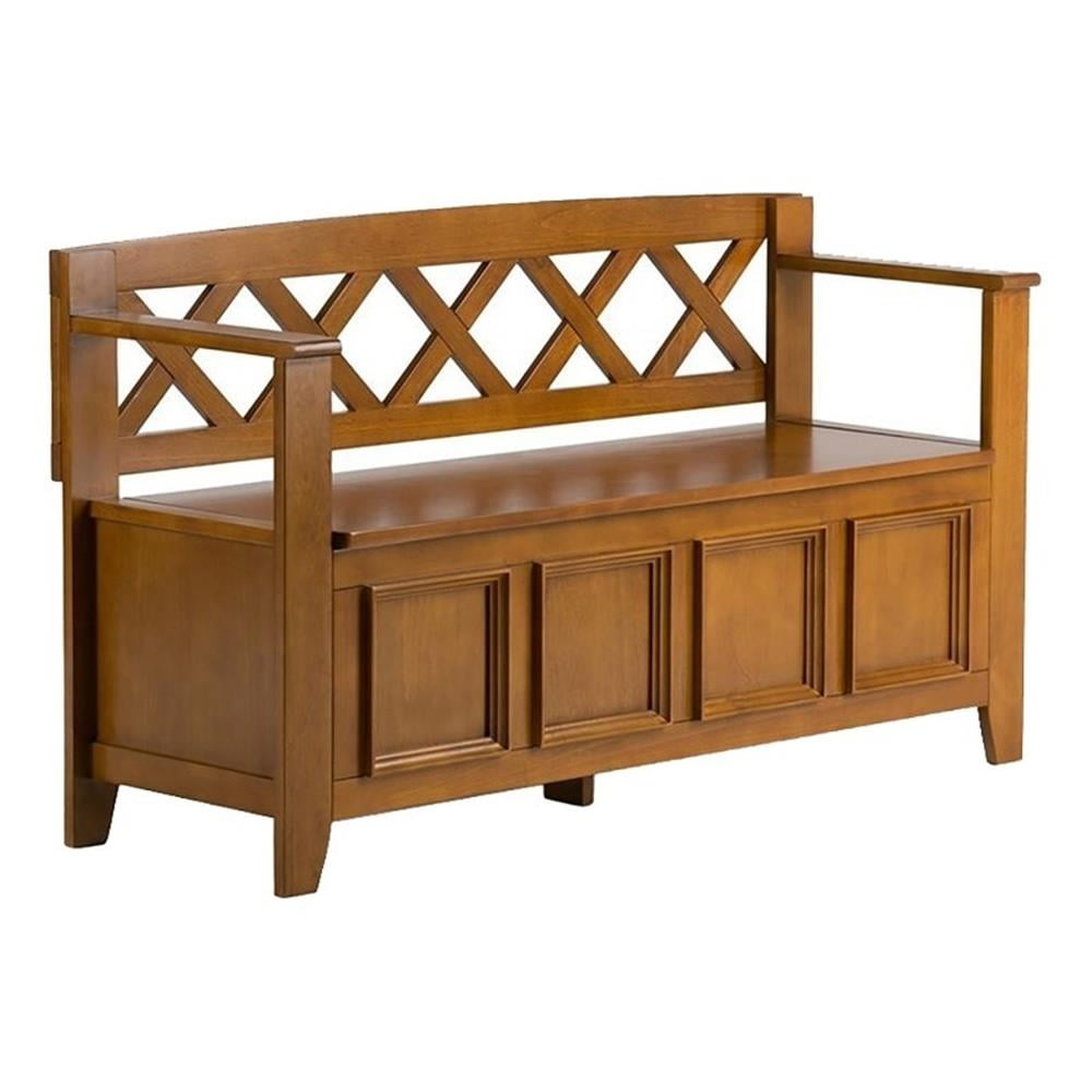 Atlin Designs Transitional Wood Entryway Storage Bench in Avalon Brown ...