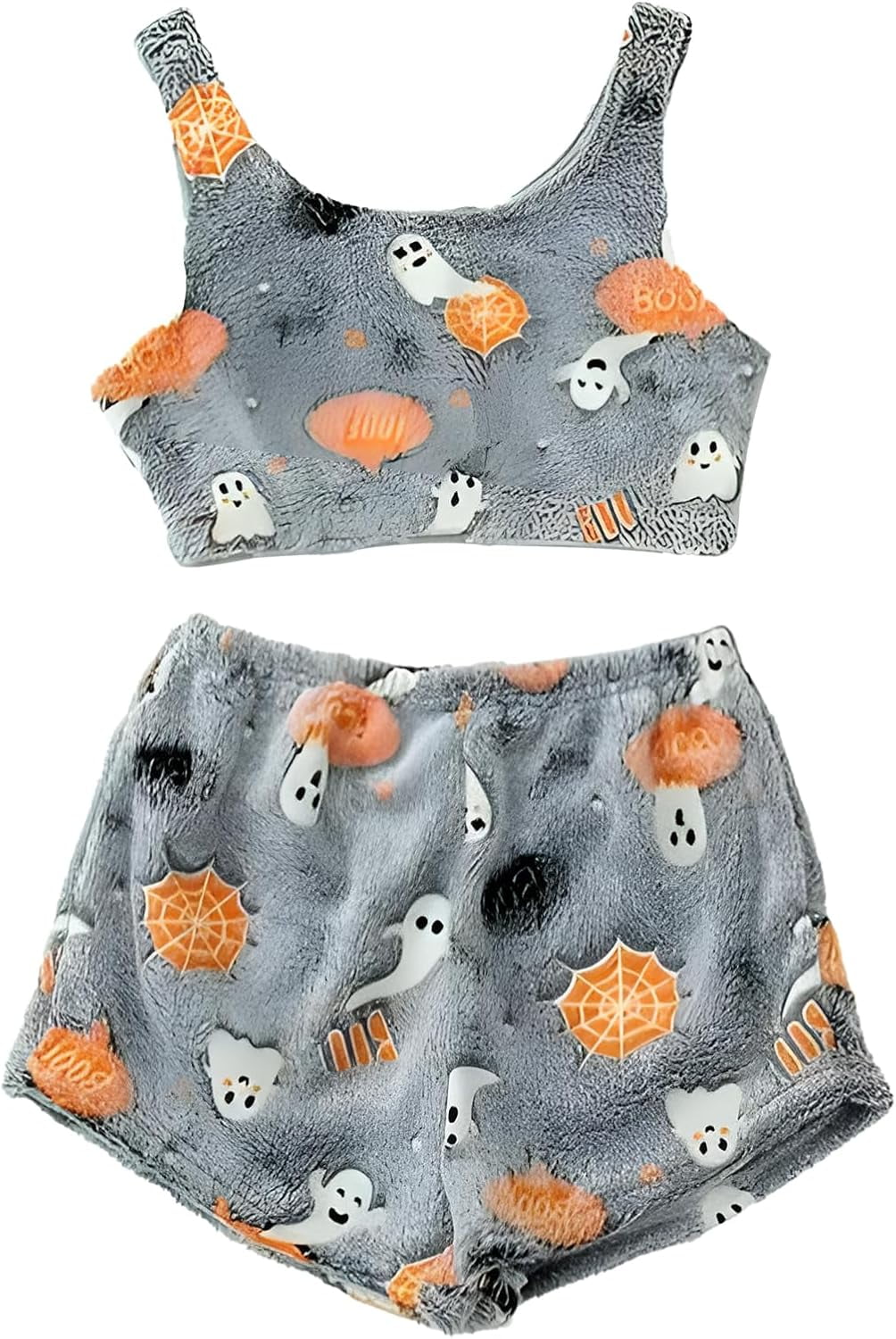 Atlo-das 2024 Halloween Spooky Vest Pajama Set, Cute Pumpkin & Ghost Flannel Glow-in-The-Dark ...